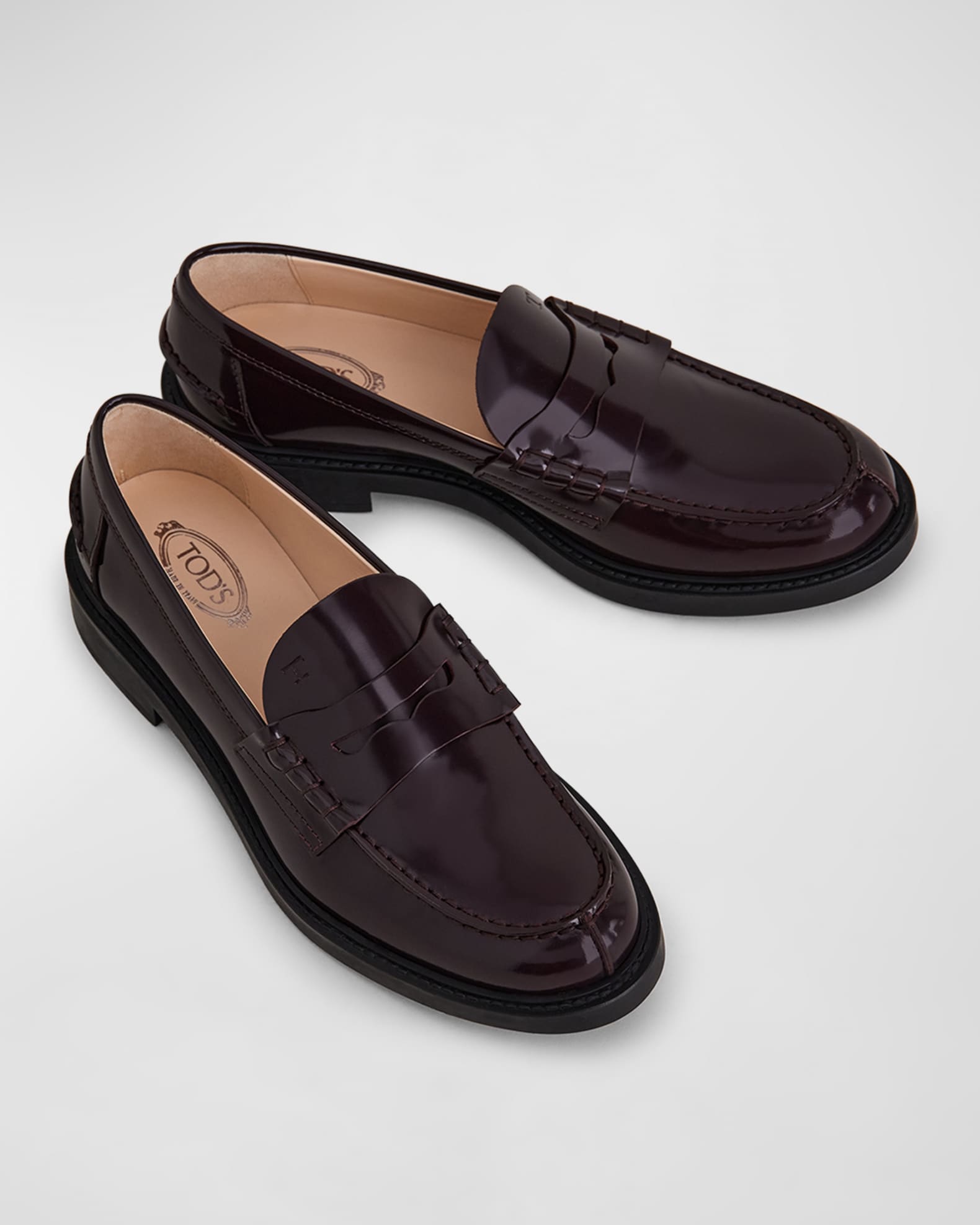 Tod's Patent Flat Penny Loafers | Neiman Marcus