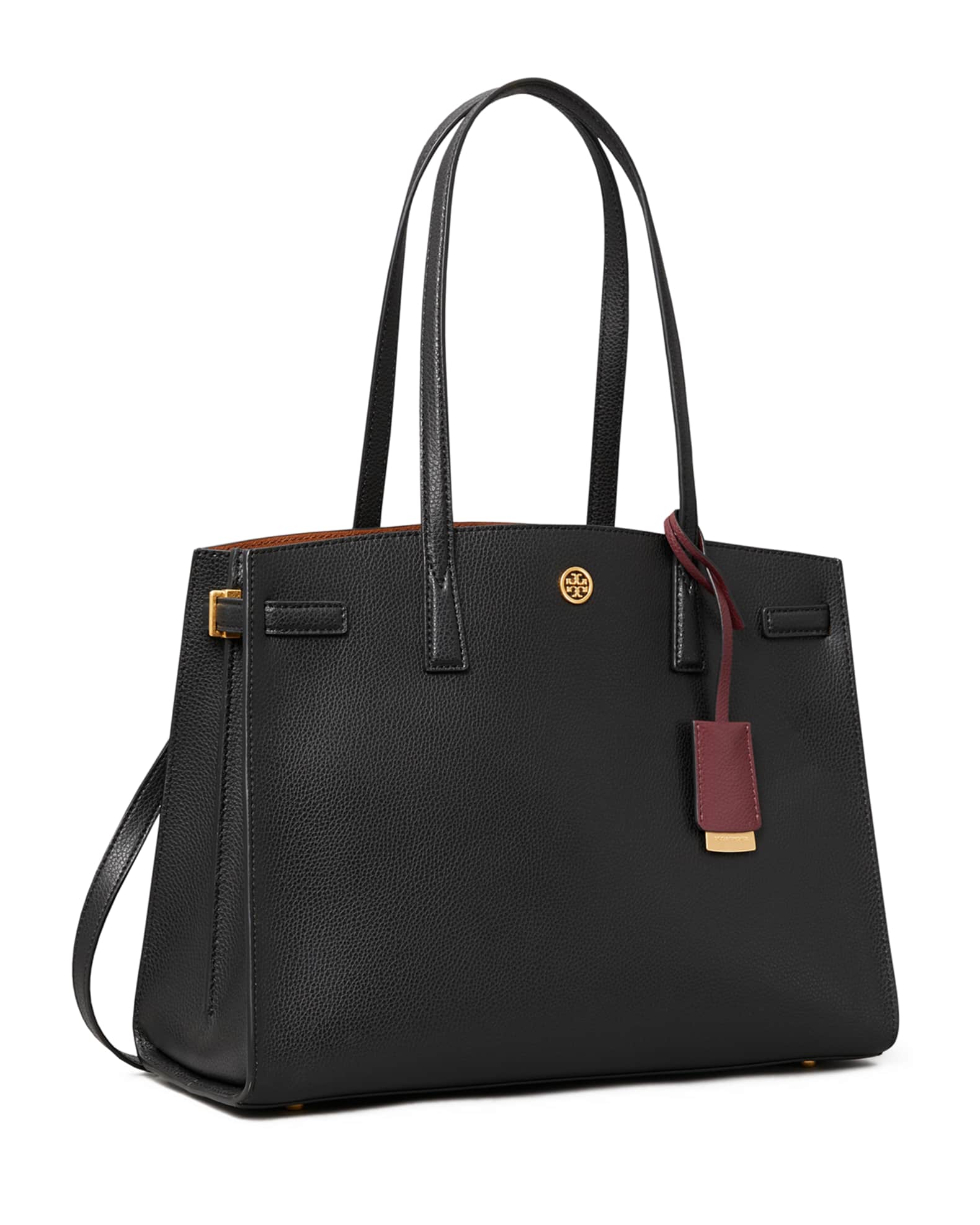 Tory Burch Walker Pebbled Triple-Compartment Satchel Bag | Neiman Marcus