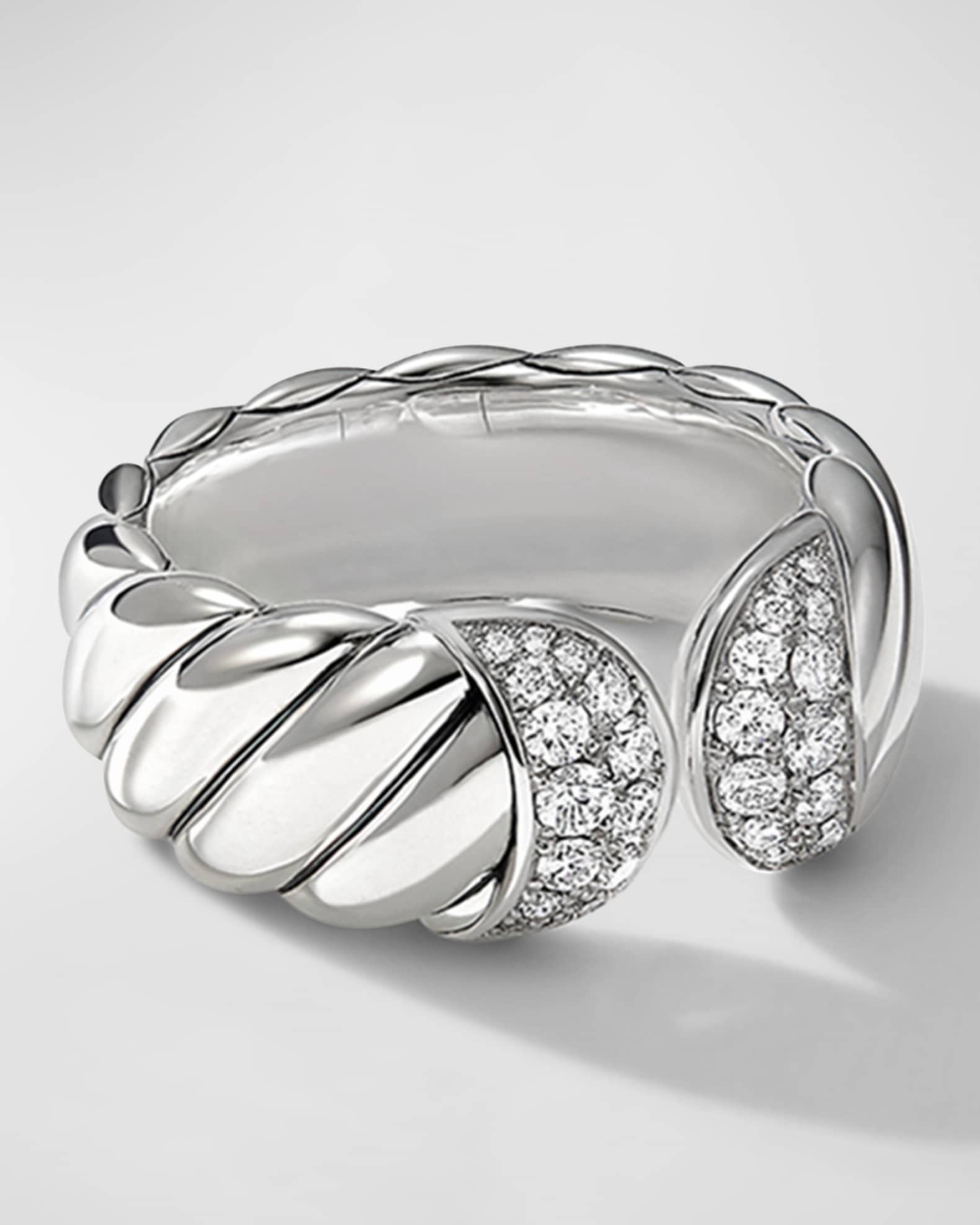 David Yurman Sculpted Cable Ring with Pave Diamonds | Neiman Marcus