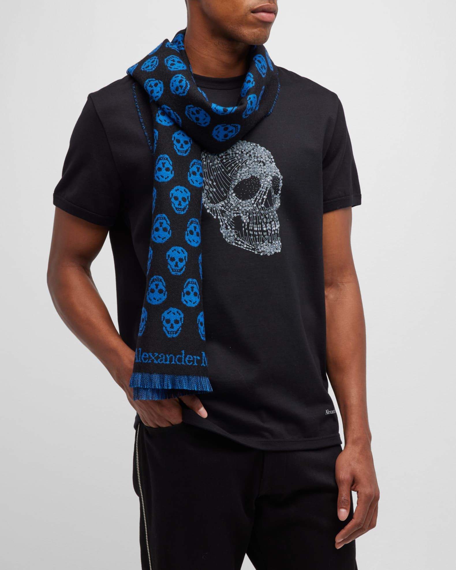 Alexander McQueen Men's Wool Reversible Skulls Scarf | Neiman Marcus