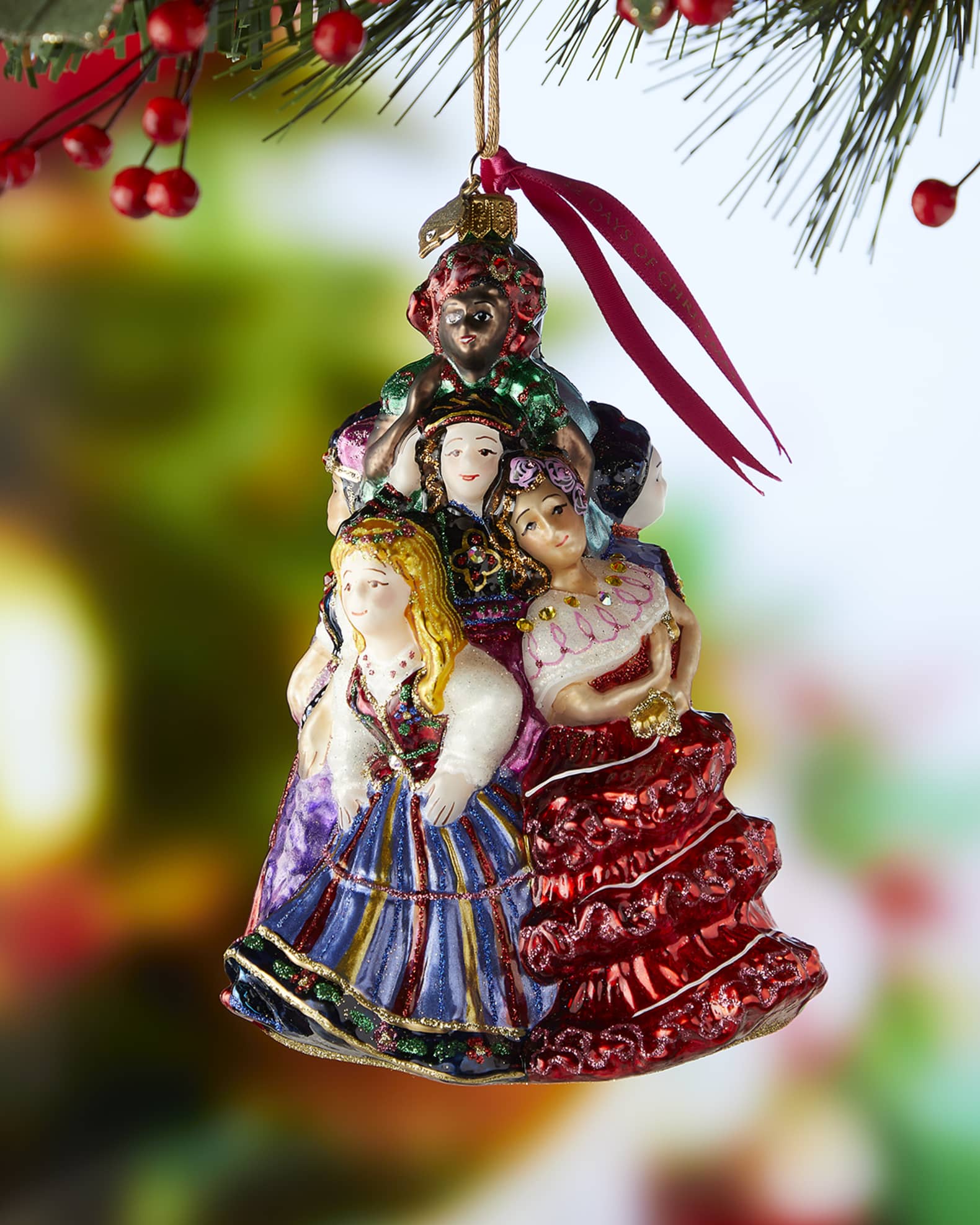 Nine Ladies Dancing Glass Ornament