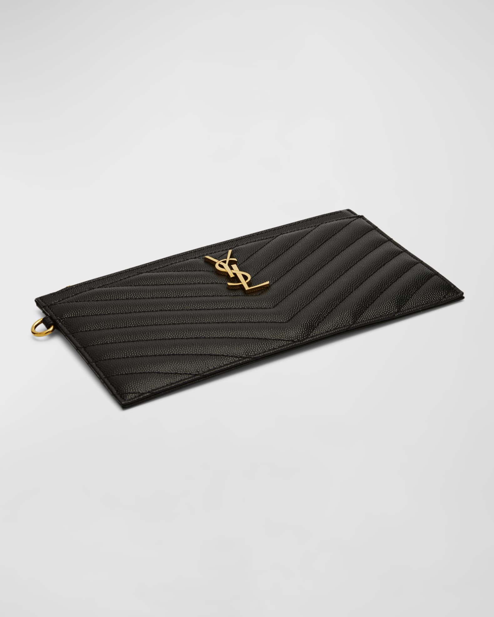 Saint Laurent YSL Monogram Large Bill Pouch in Grained Leather | Neiman ...