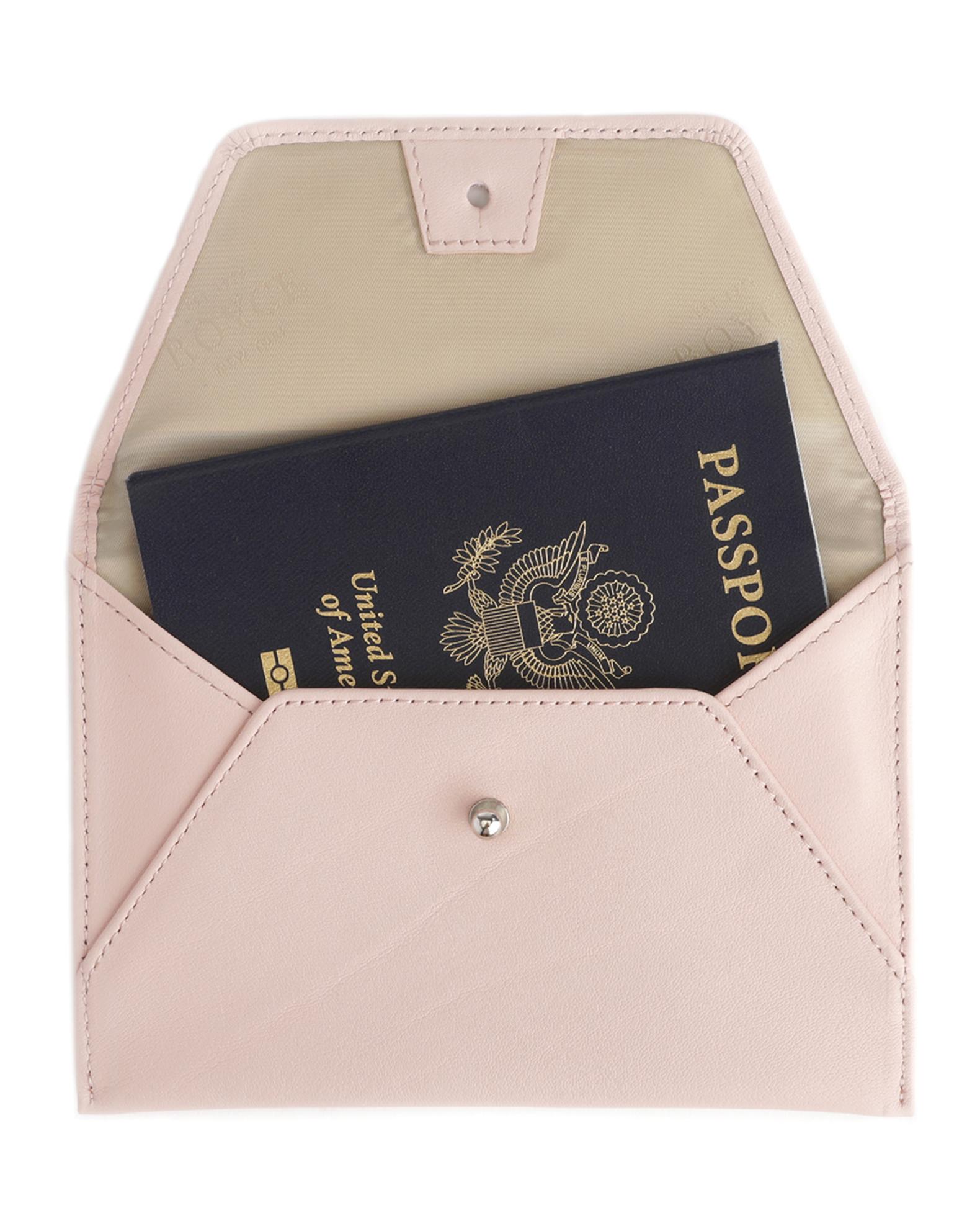 ROYCE New York Monogrammed Leather Envelope Passport Travel Organizer ...