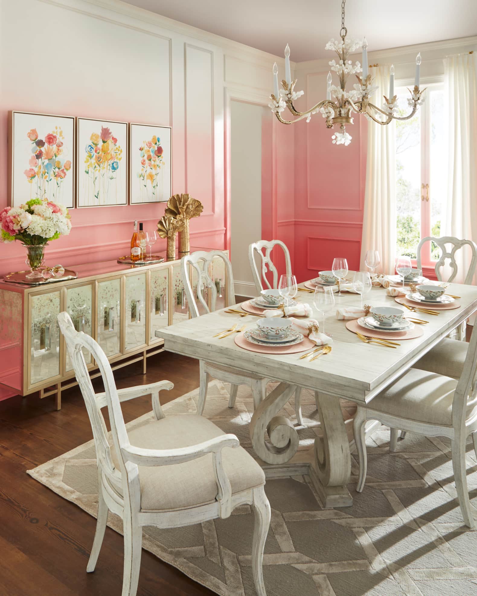 Bernhardt Mirabelle Trestle Dining Table with Two Leaves | Neiman Marcus