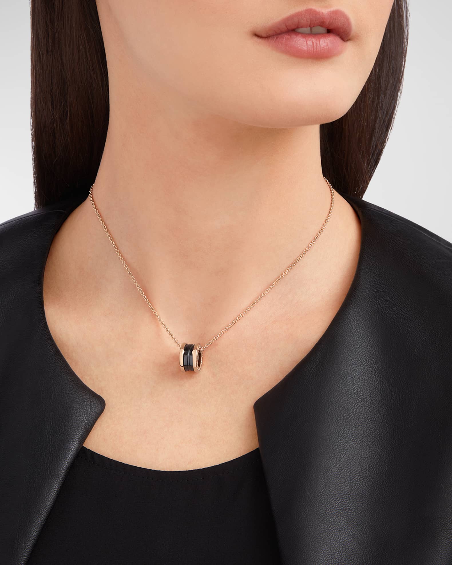 BVLGARI B.Zero1 18k Rose Gold Black Ceramic Necklace | Neiman Marcus BVLGARI B.Zero1 18k Rose Gold Black Ceramic Necklace | Neiman Marcus