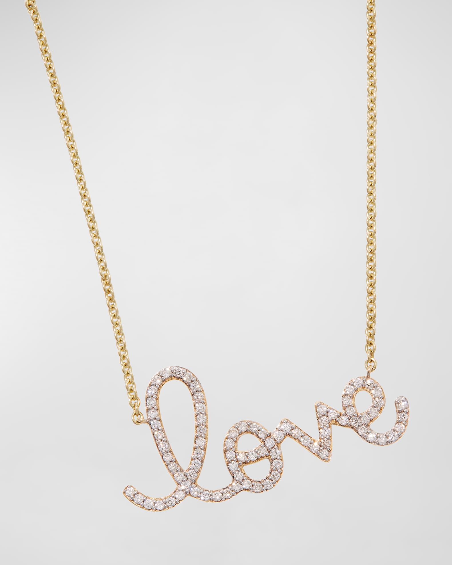 Sydney Evan 14k Diamond Love Script Necklace, Multi Gold | Neiman Marcus