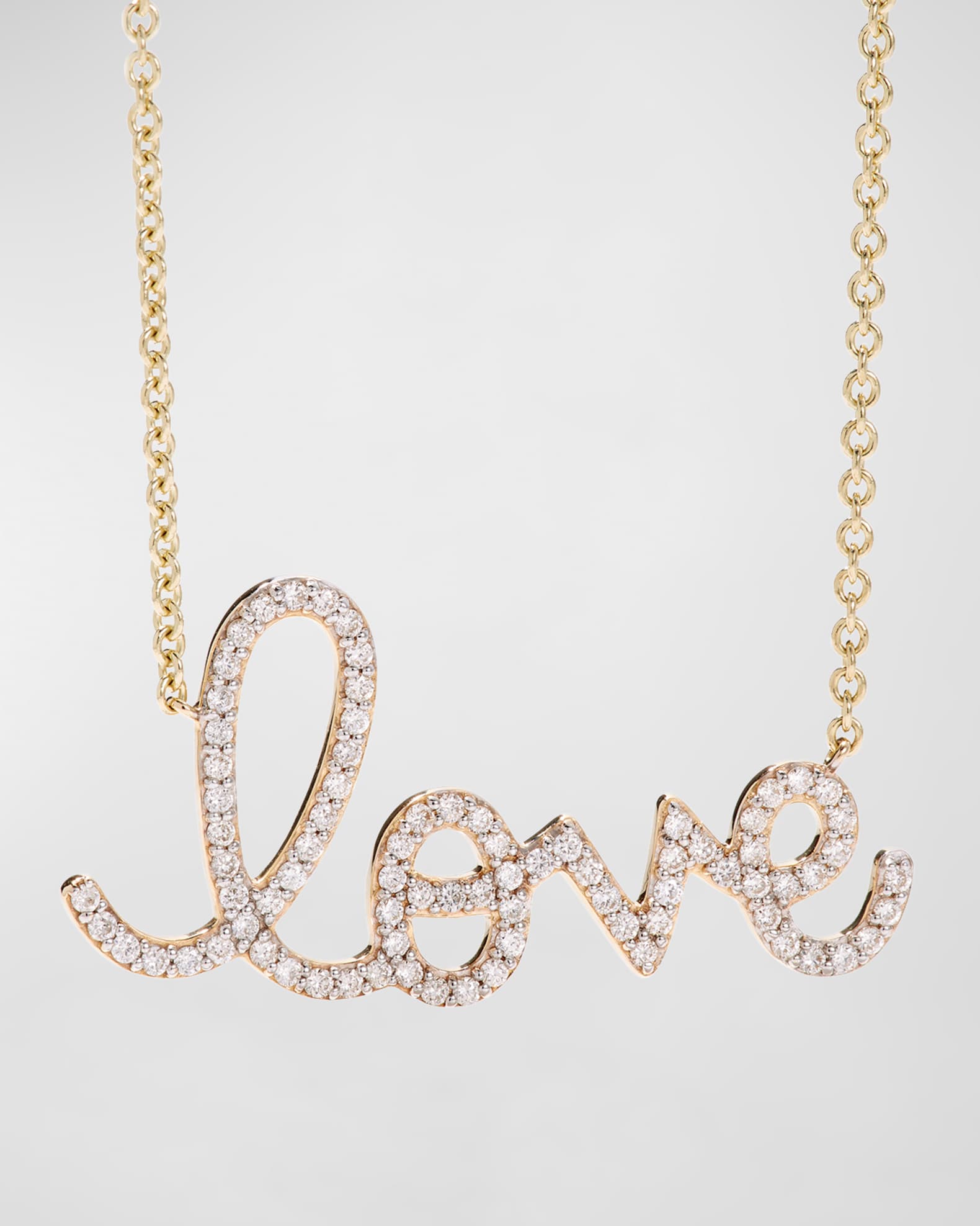 Sydney Evan 14k Diamond Love Script Necklace, Multi Gold | Neiman Marcus