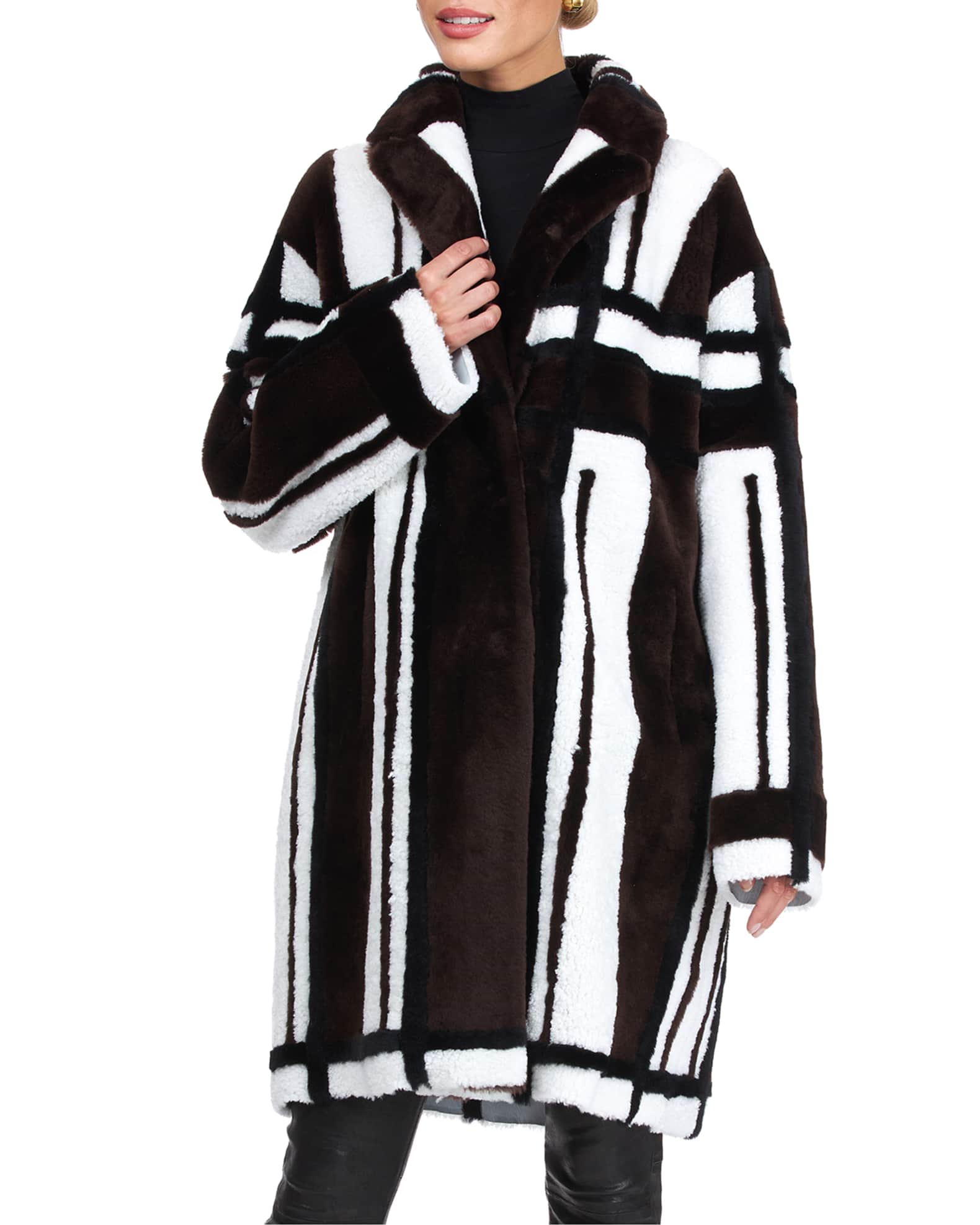 Gorski Shearing Lamb Intarsia Stroller Coat | Neiman Marcus