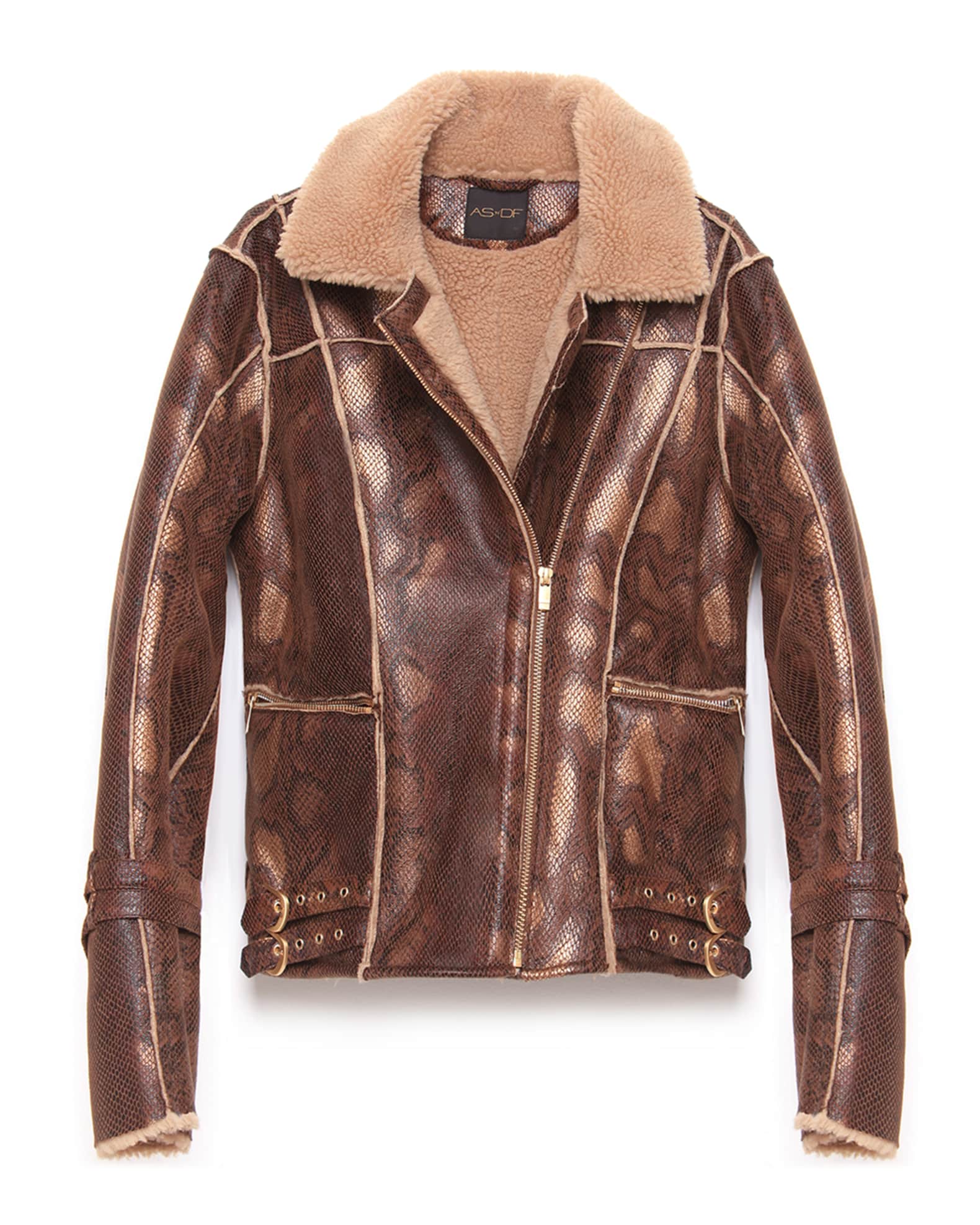 AS by DF Python-Print Faux Shearling Jacket | Neiman Marcus