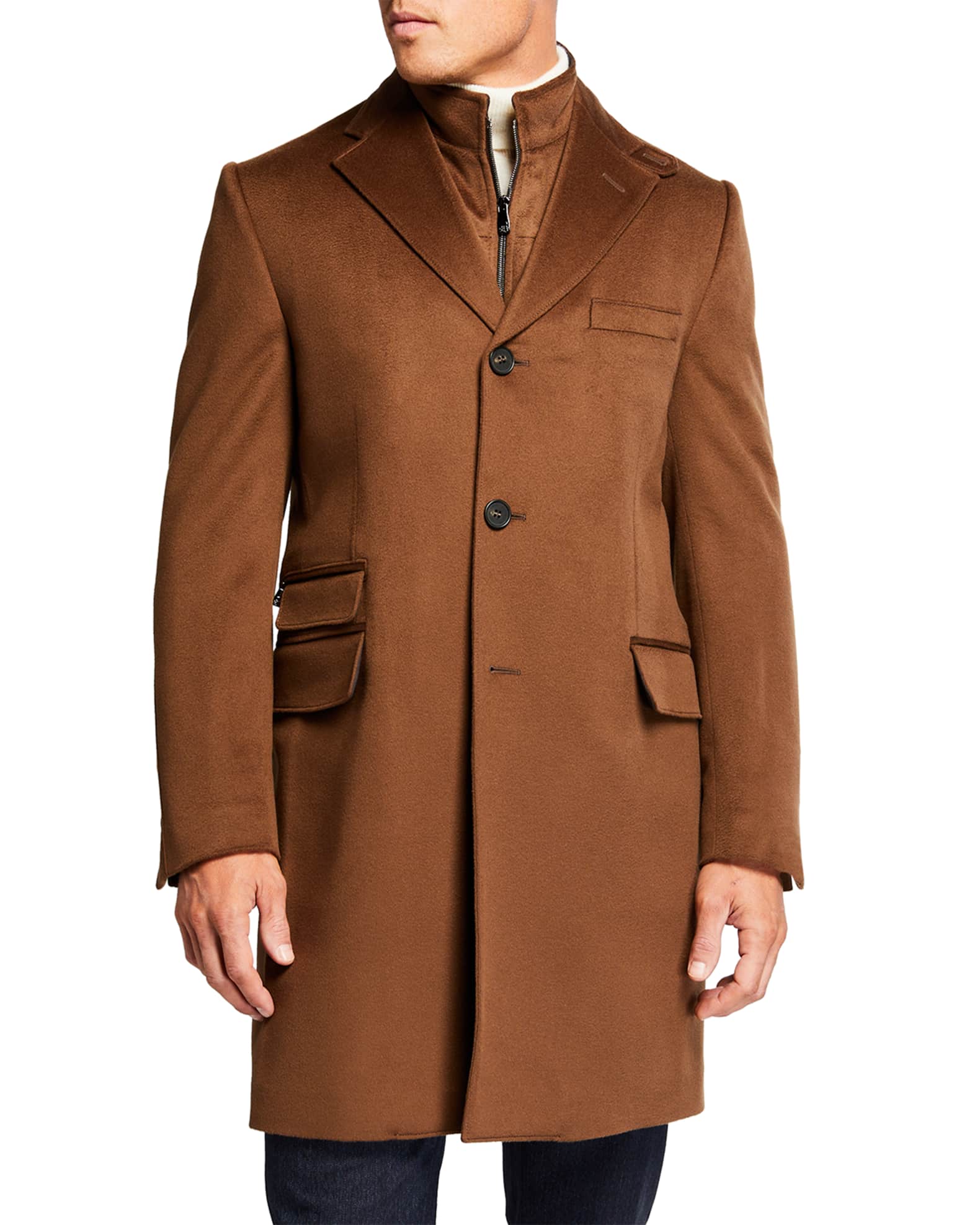 Corneliani Men's ID Top Coat w/ Removable Dickey | Neiman Marcus