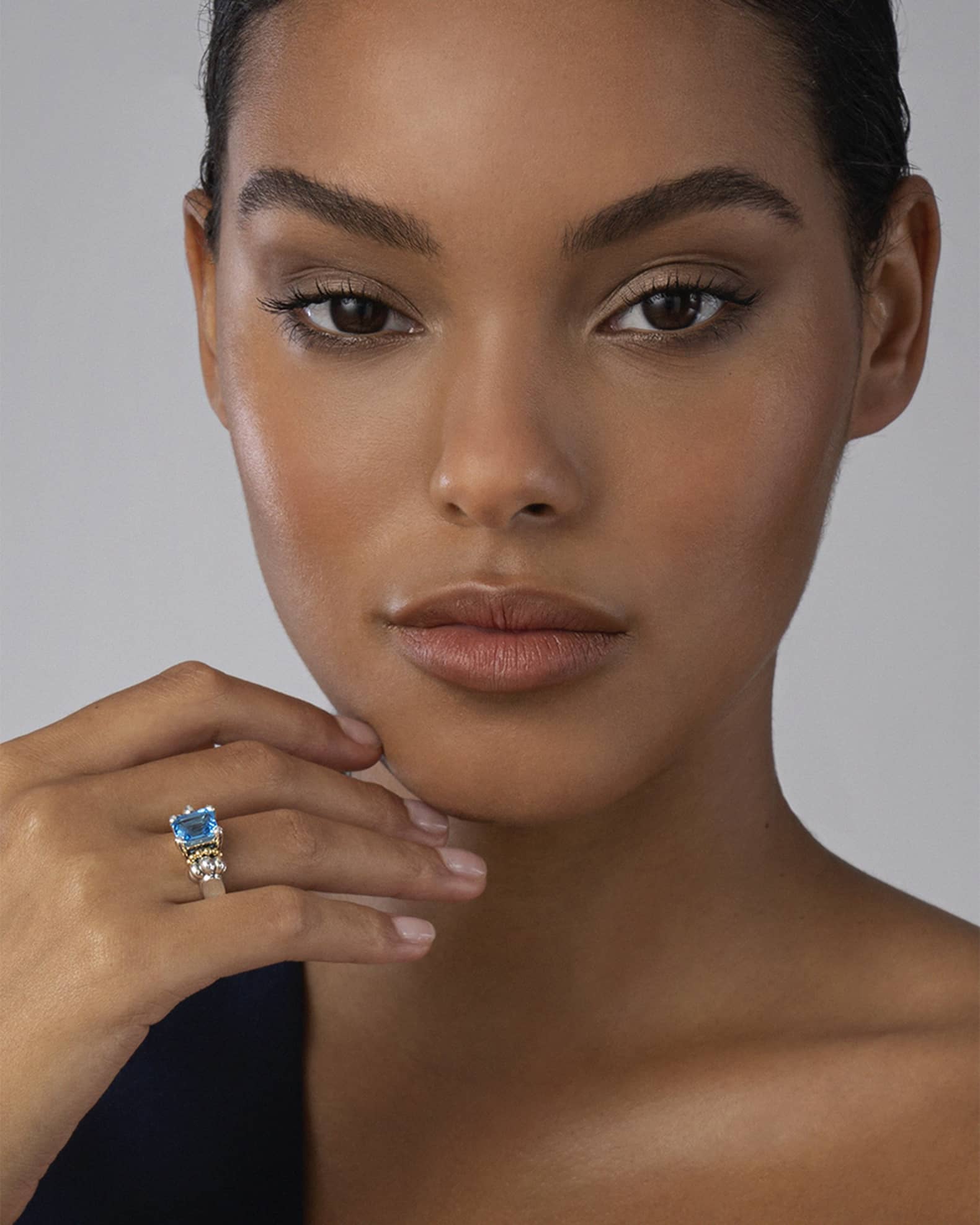 LAGOS Glacier 9x7mm Gemstone Two-Tone Ring | Neiman Marcus