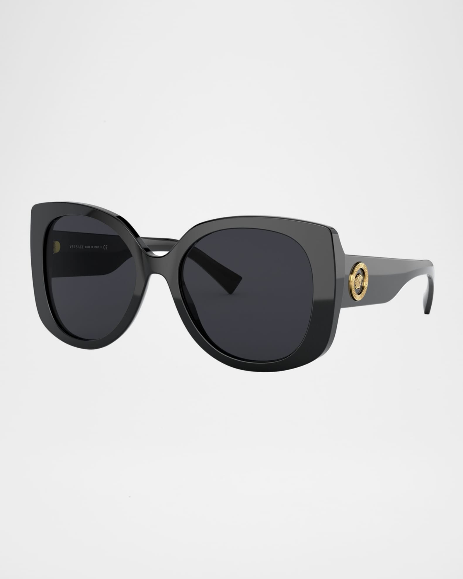 Versace Rectangle Acetate Sunglasses w/ Medusa Temples | Neiman Marcus
