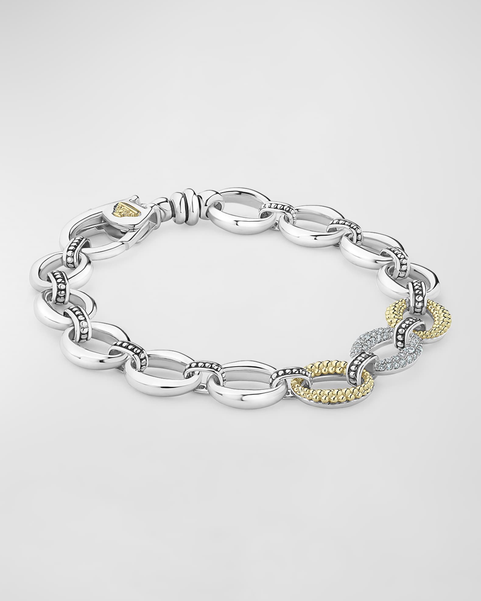 LAGOS Caviar Lux Diamond-Station Two-Tone Bracelet | Neiman Marcus
