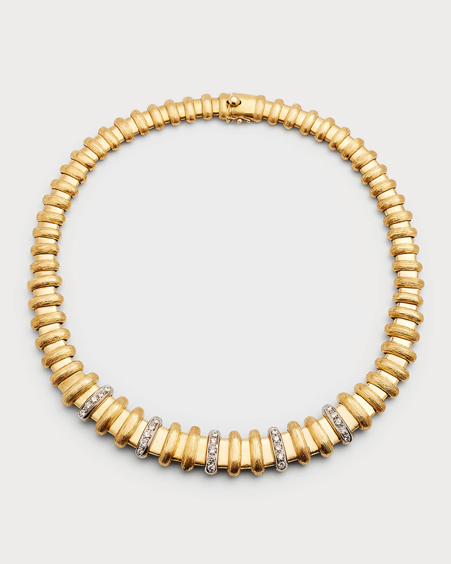 NM Estate Estate 18K Yellow and White Gold Diamond Tap Bar Necklace ...