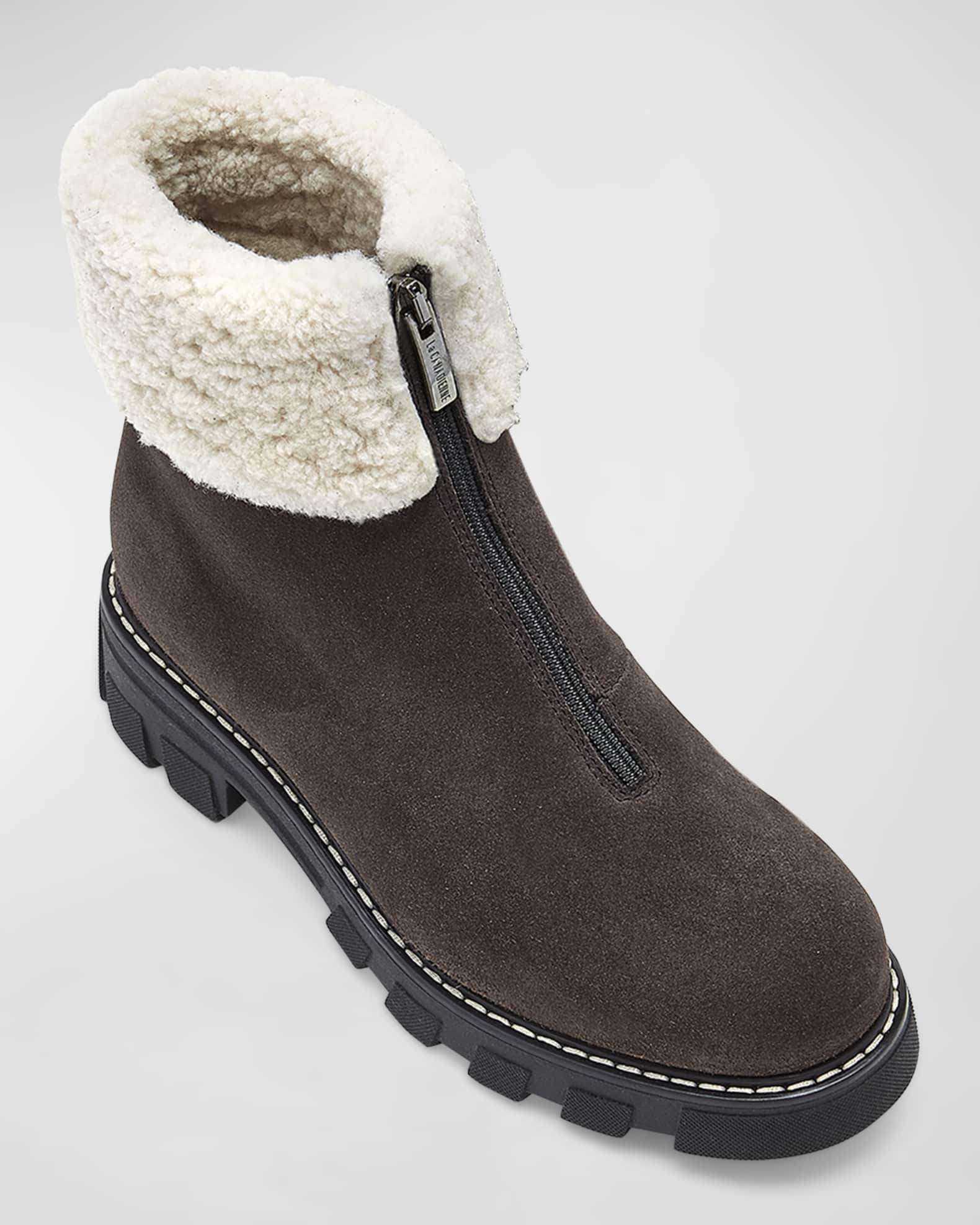 Abba Suede Shearling Waterproof Booties | Neiman Marcus