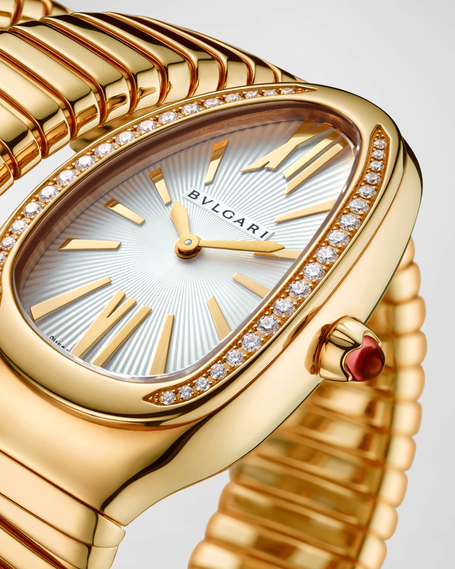 BVLGARI Serpenti 35mm 18K Yellow Gold Diamond 2-Twirl Watch, Size Small ...