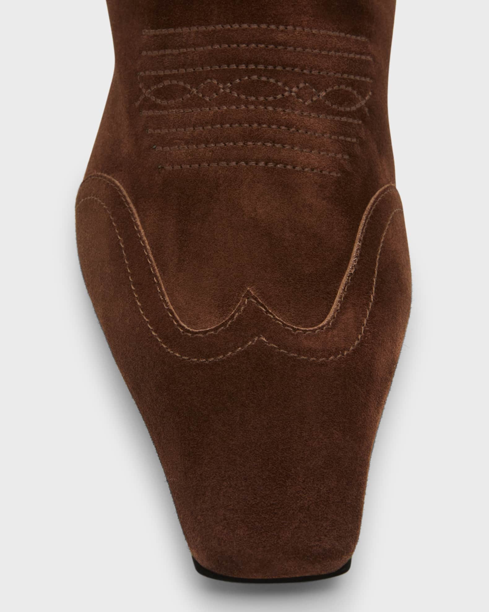 Khaite Dallas Western Suede Ankle Boots | Neiman Marcus
