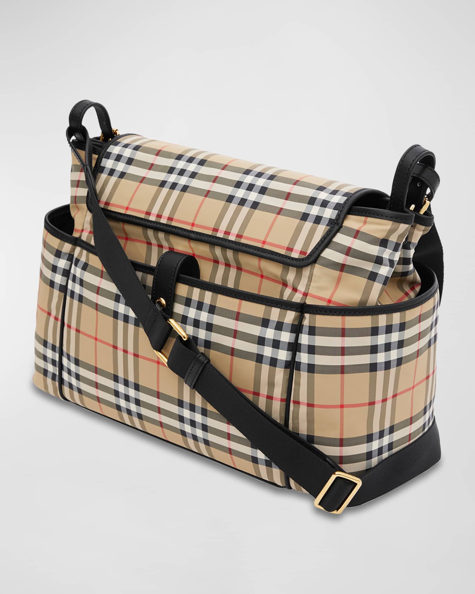 Burberry Vintage Check & Leather Diaper Bag w/ Changing Pad | Neiman Marcus