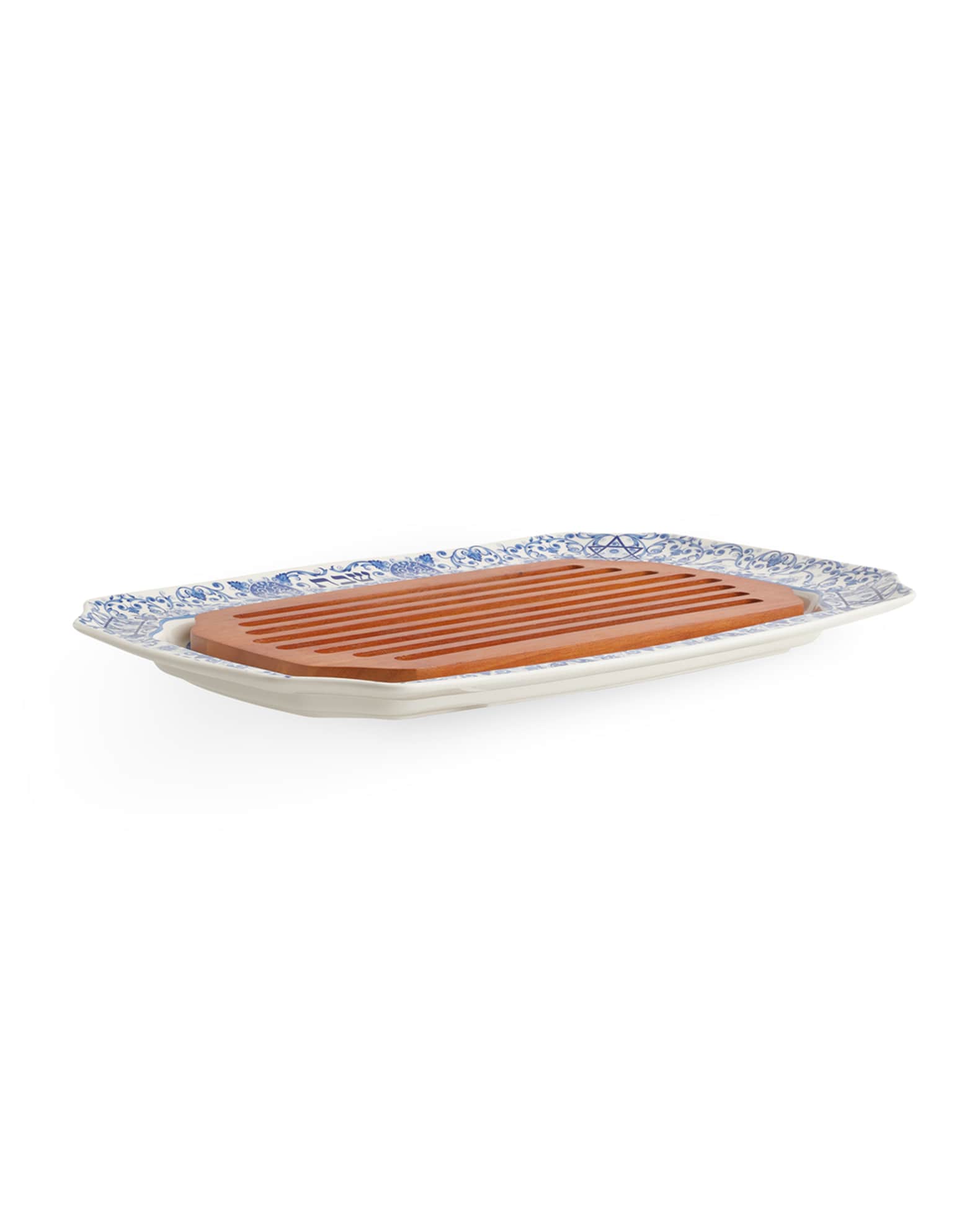 Spode Judaica Challah Tray with Wood Insert | Neiman Marcus