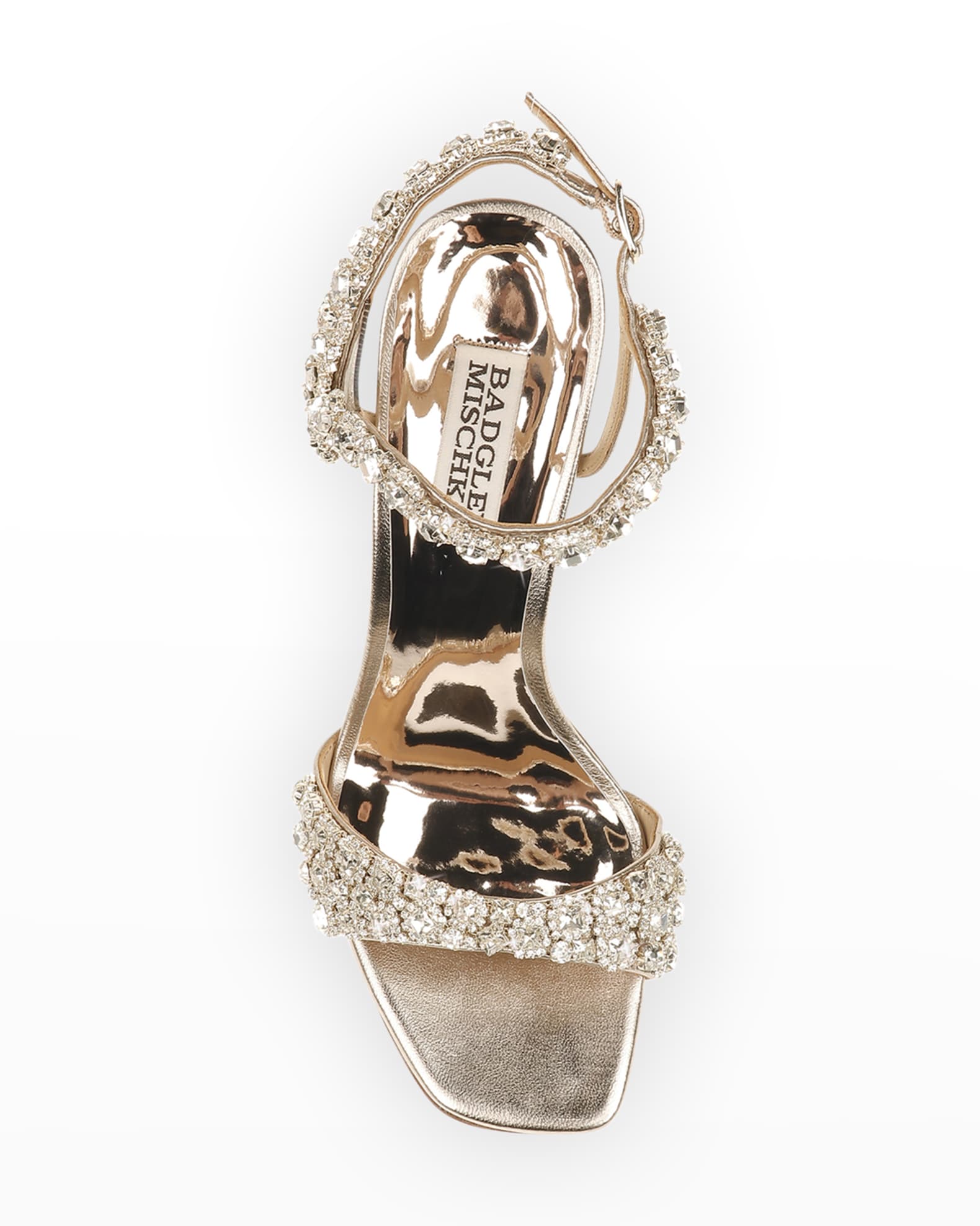 Badgley Mischka Galia Metallic Crystal Stiletto Sandals | Neiman Marcus
