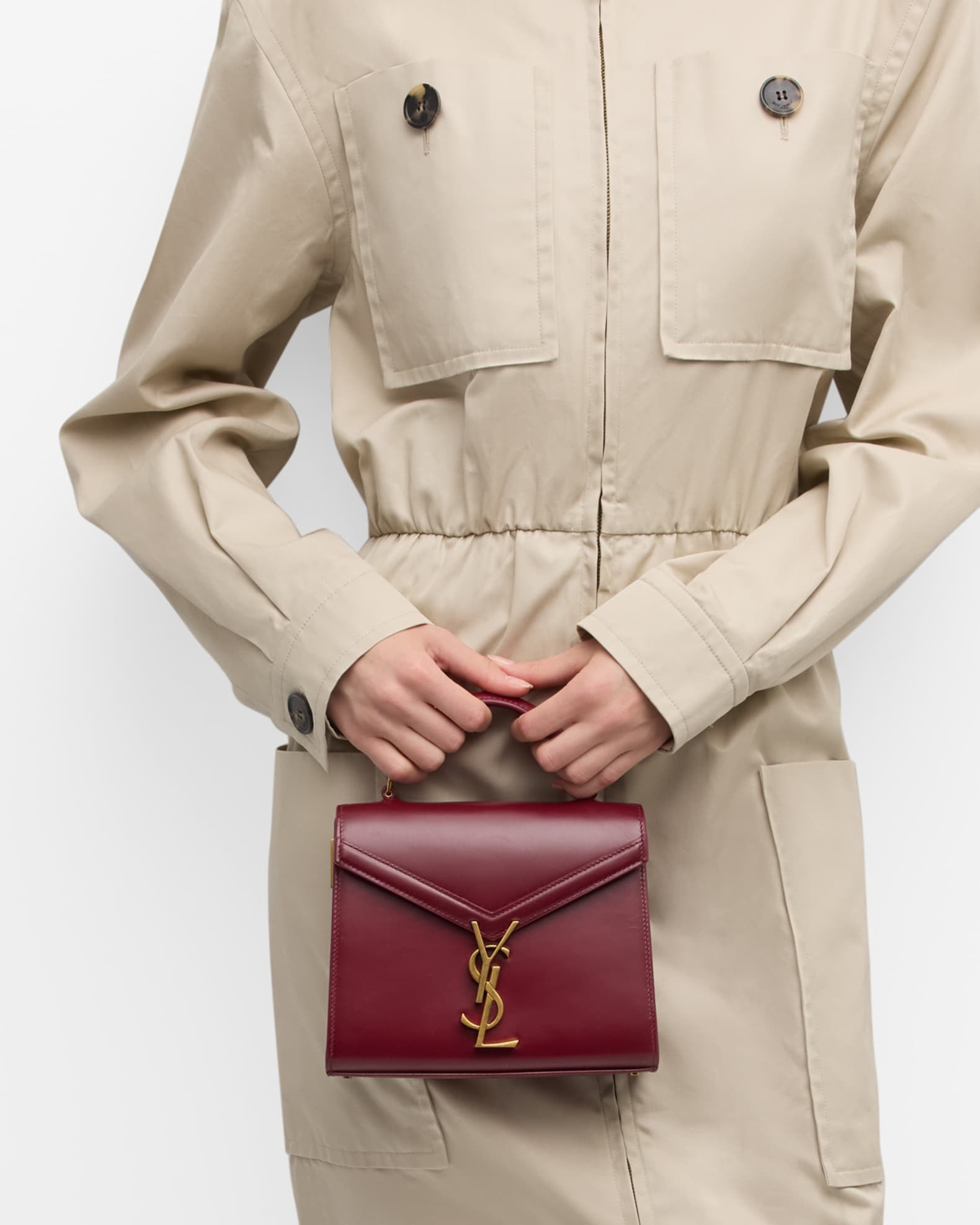 Saint Laurent Cassandre Mini Monogram YSL Box Calf Top-Handle Bag ...