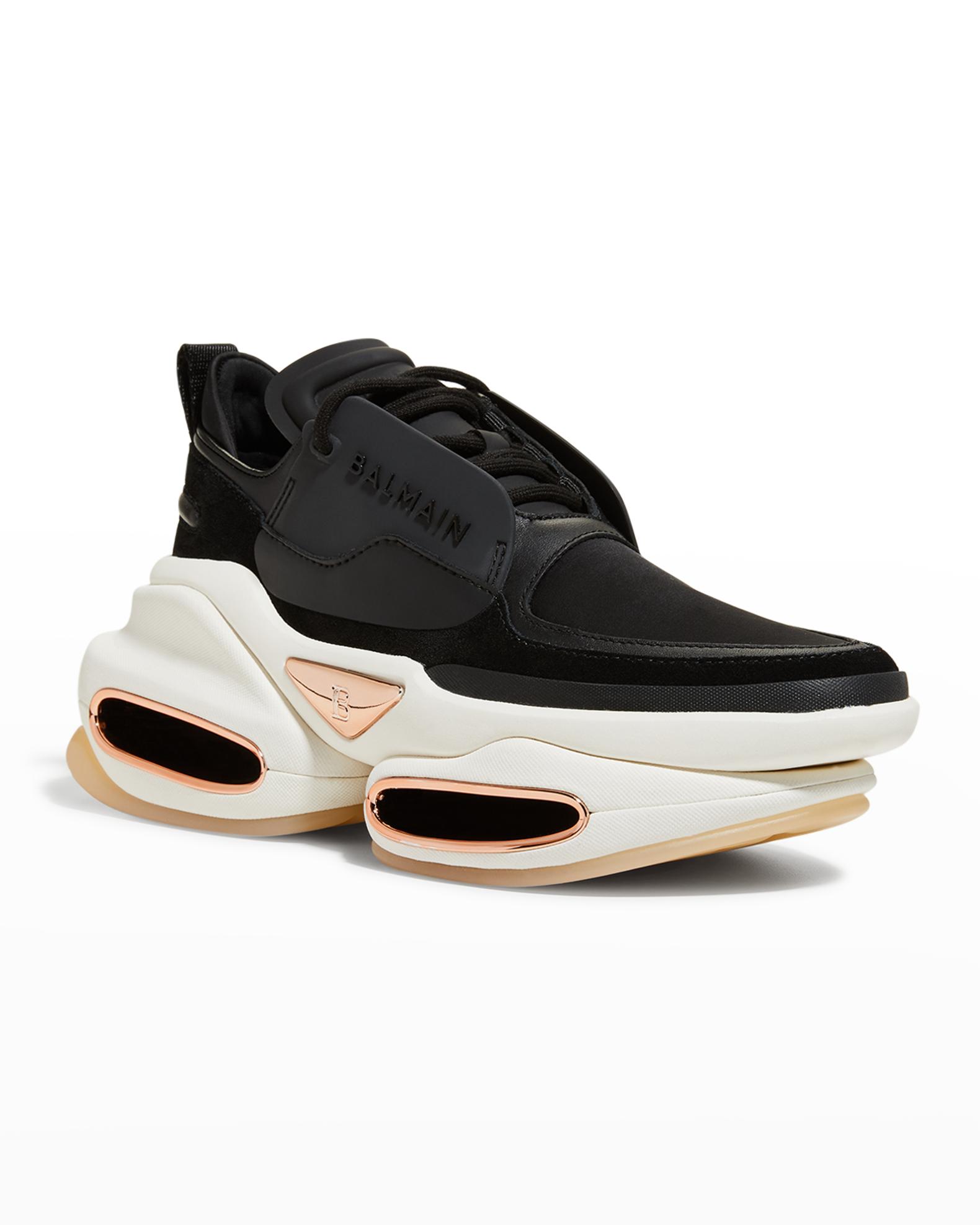 Balmain BBold Mixed Leather Fashion Sneakers | Neiman Marcus