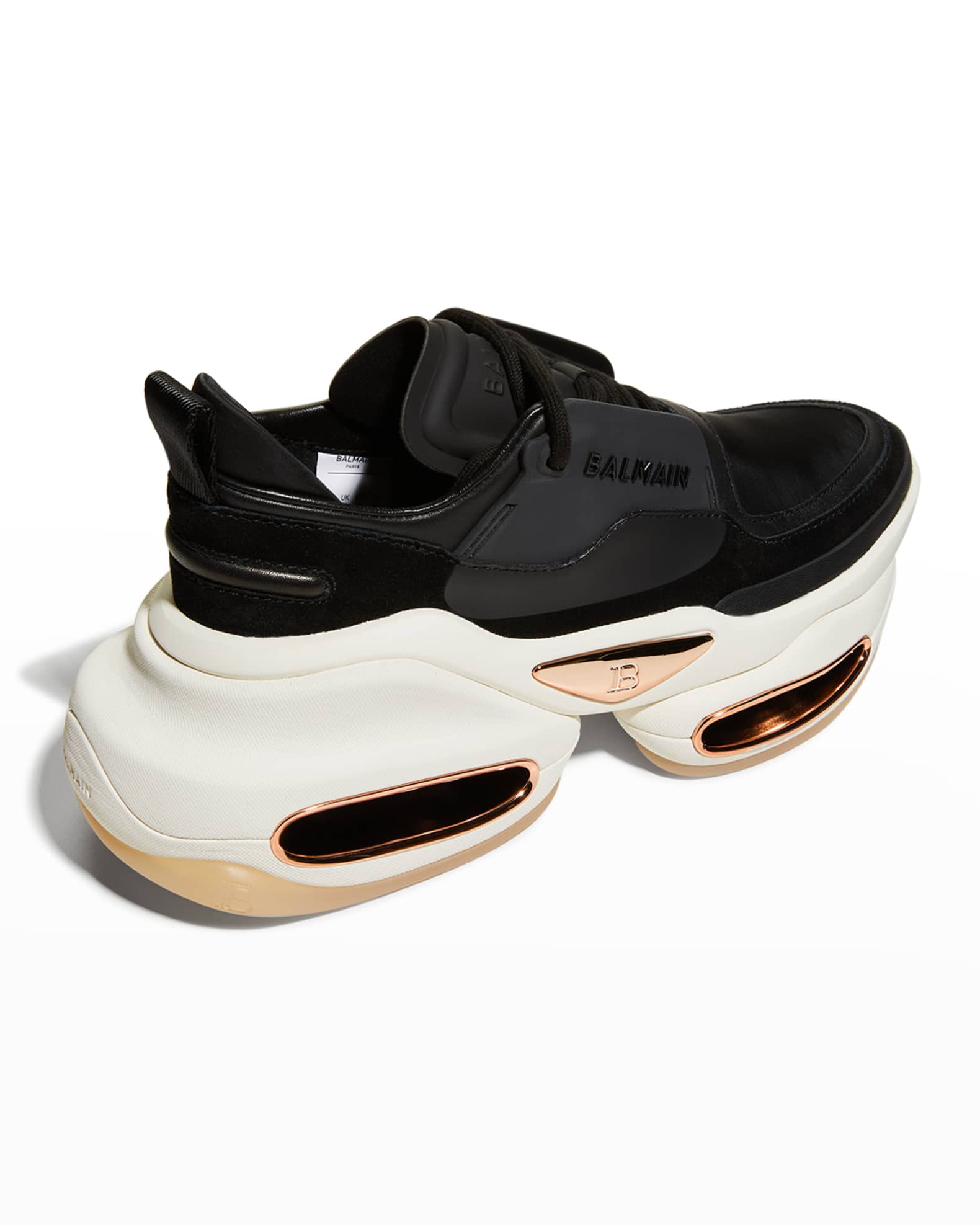 Balmain BBold Mixed Leather Fashion Sneakers | Neiman Marcus
