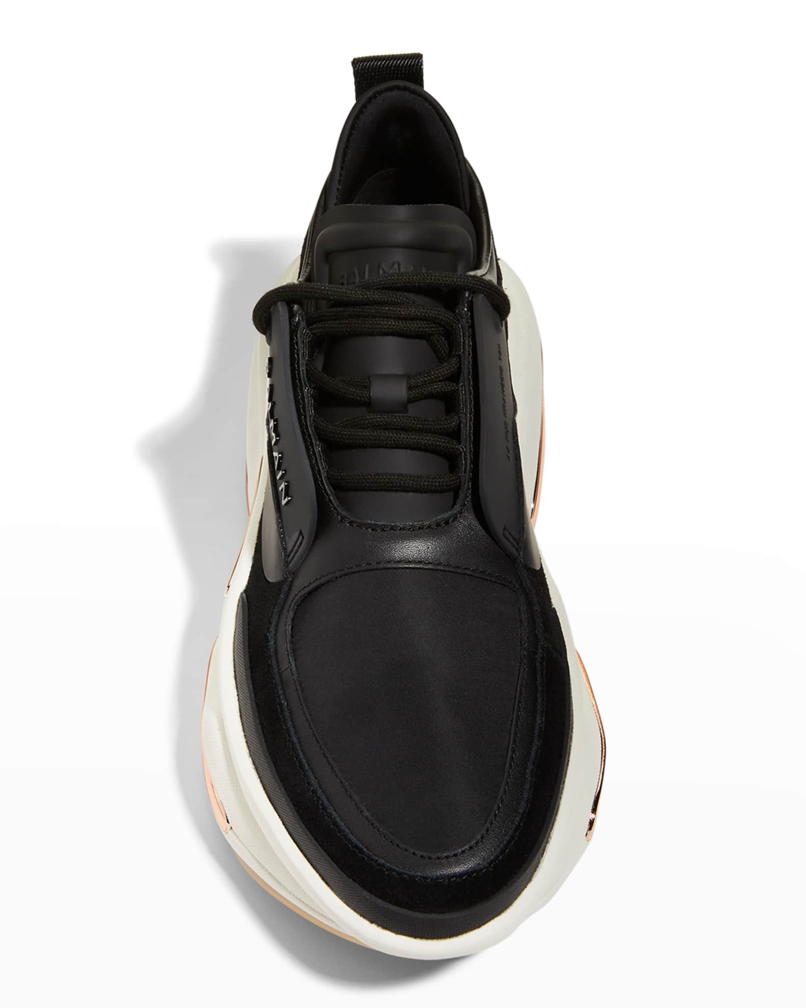 Balmain BBold Mixed Leather Fashion Sneakers | Neiman Marcus