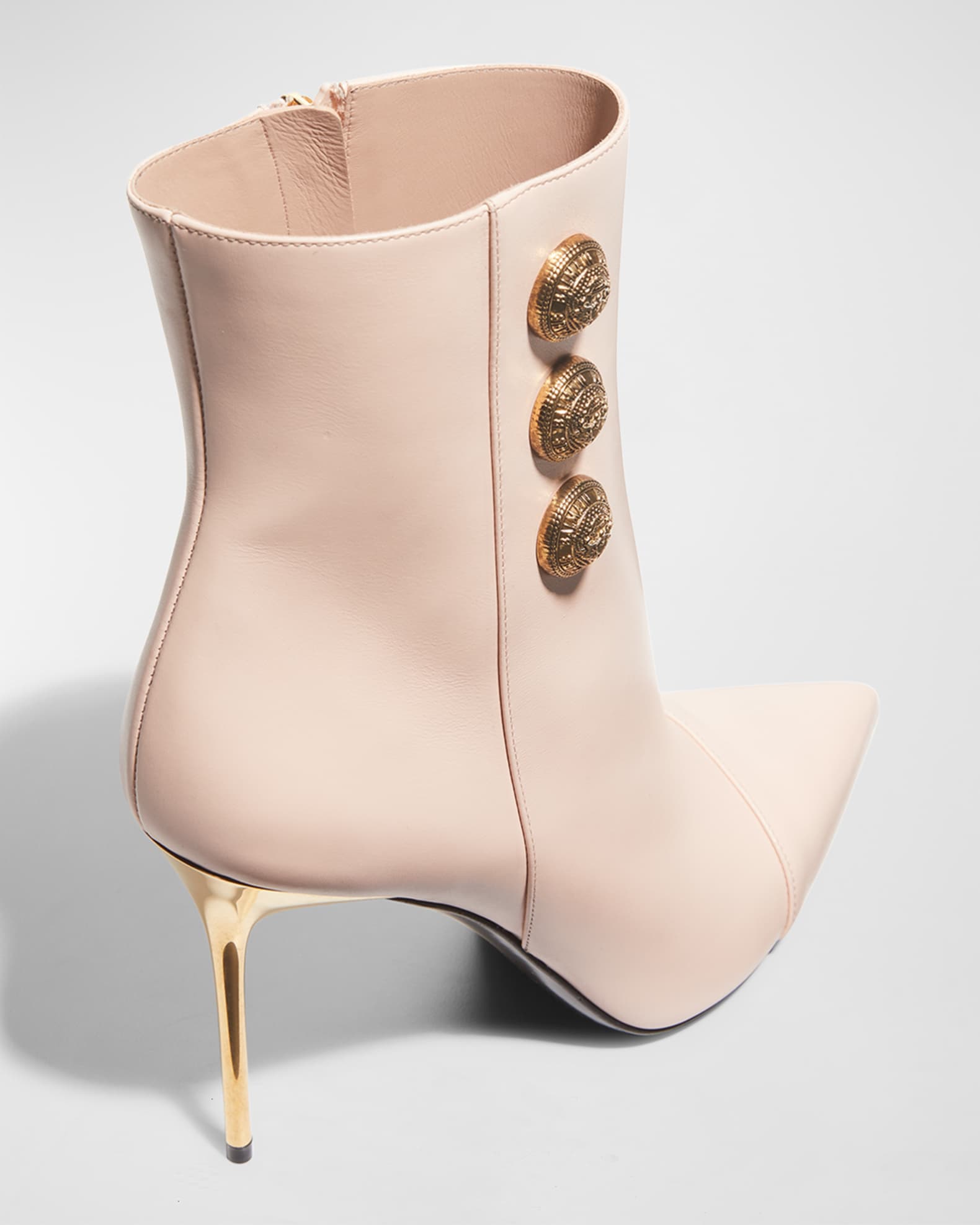Balmain Roni Metallic-Heel Calfskin Booties | Neiman Marcus