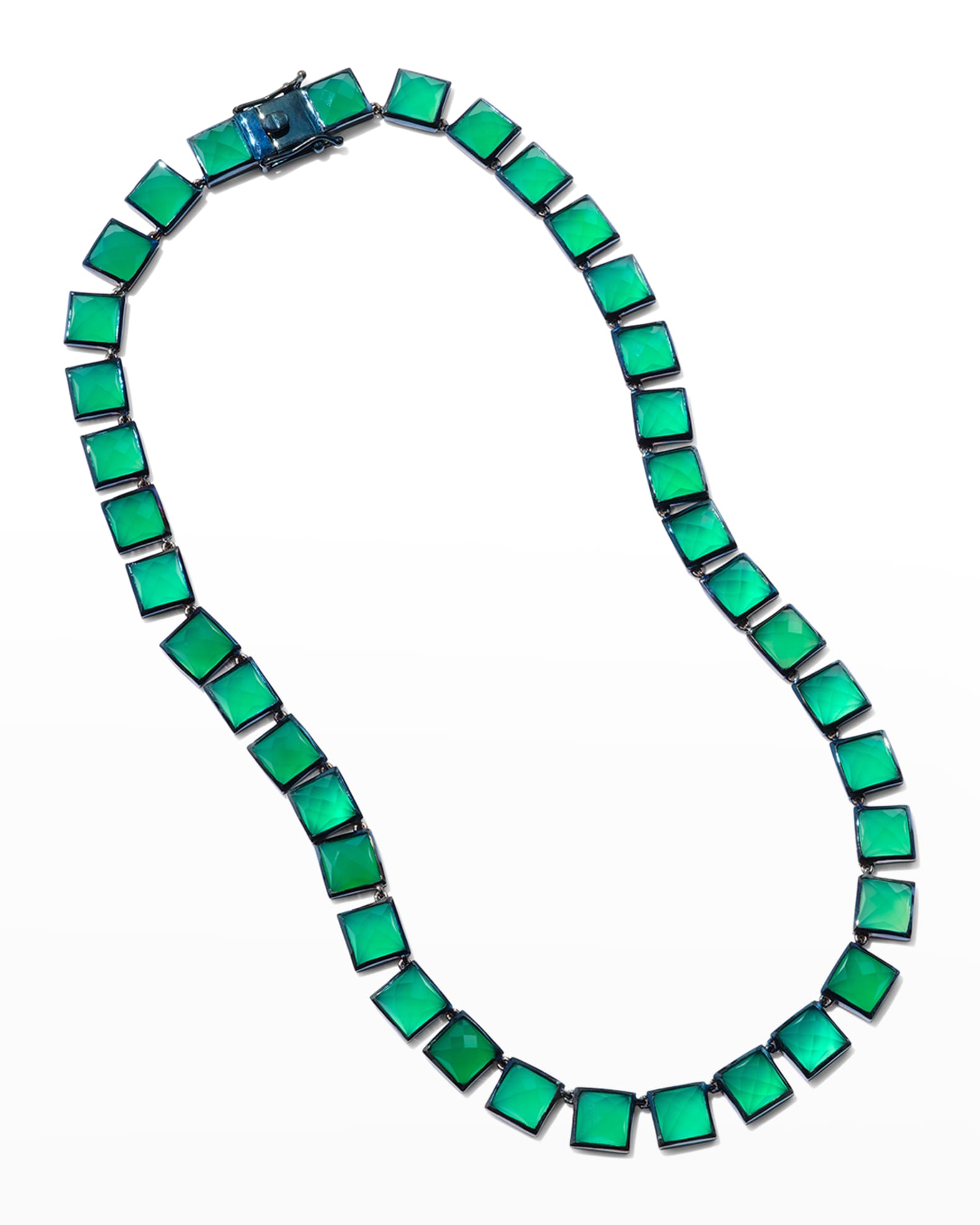NAKARD Large Tile Riviere Necklace in Green Onyx | Neiman Marcus