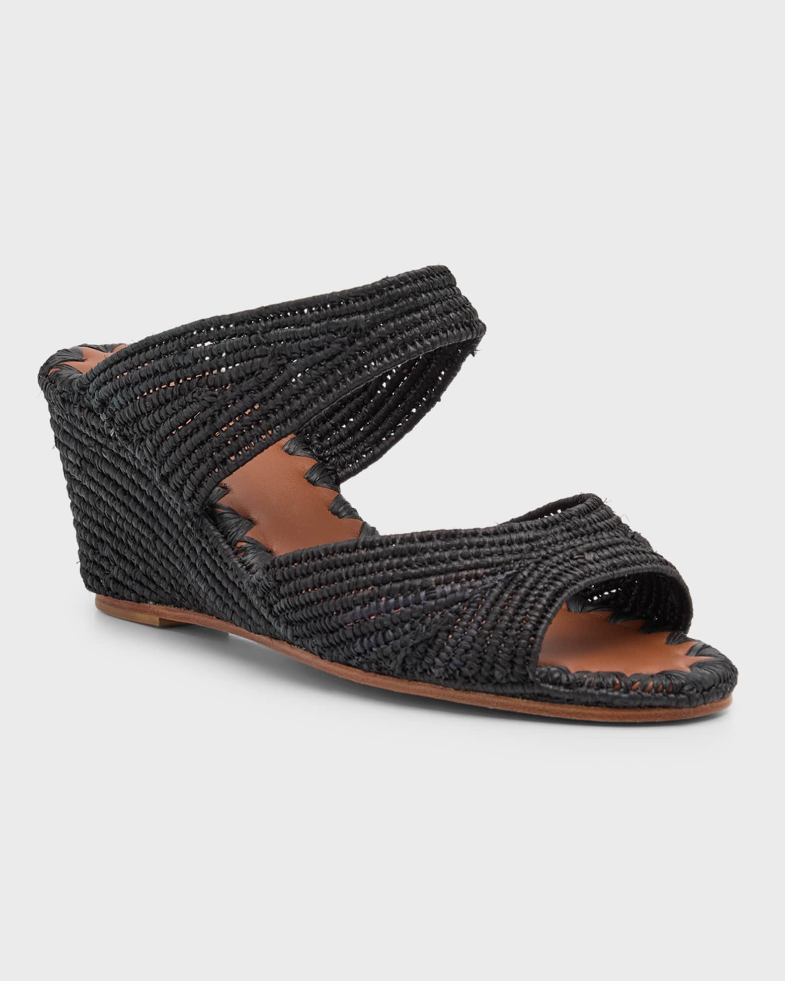 Houcine Raffia Wedge Sandals | Neiman Marcus