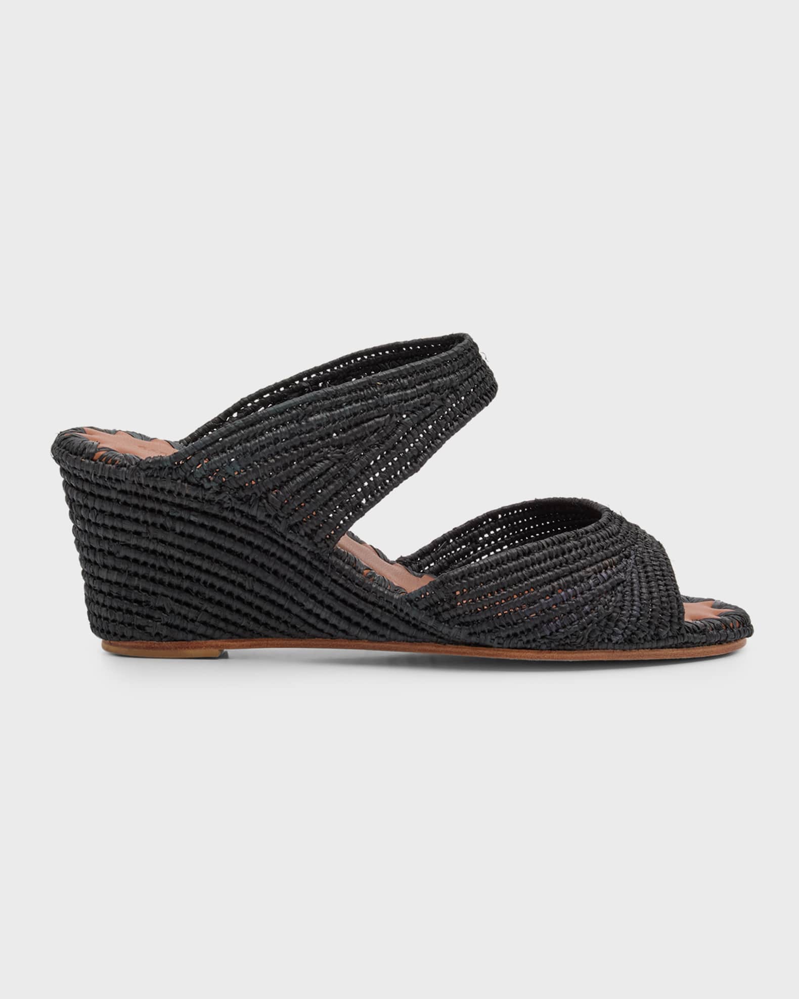 Houcine Raffia Wedge Sandals | Neiman Marcus