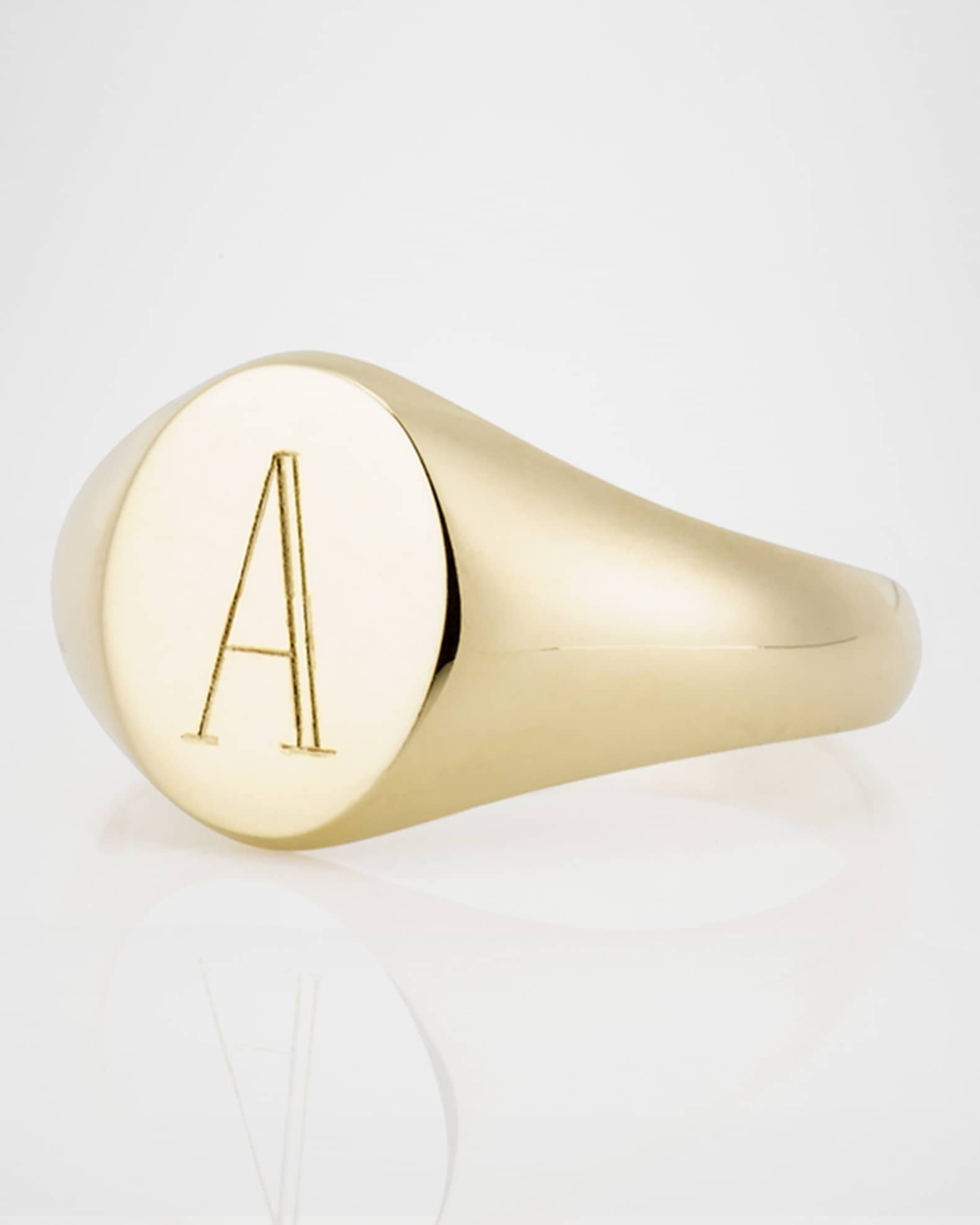 Sarah Chloe 14K Gold Petite Initial Signet Ring, Size 3-9 | Neiman Marcus