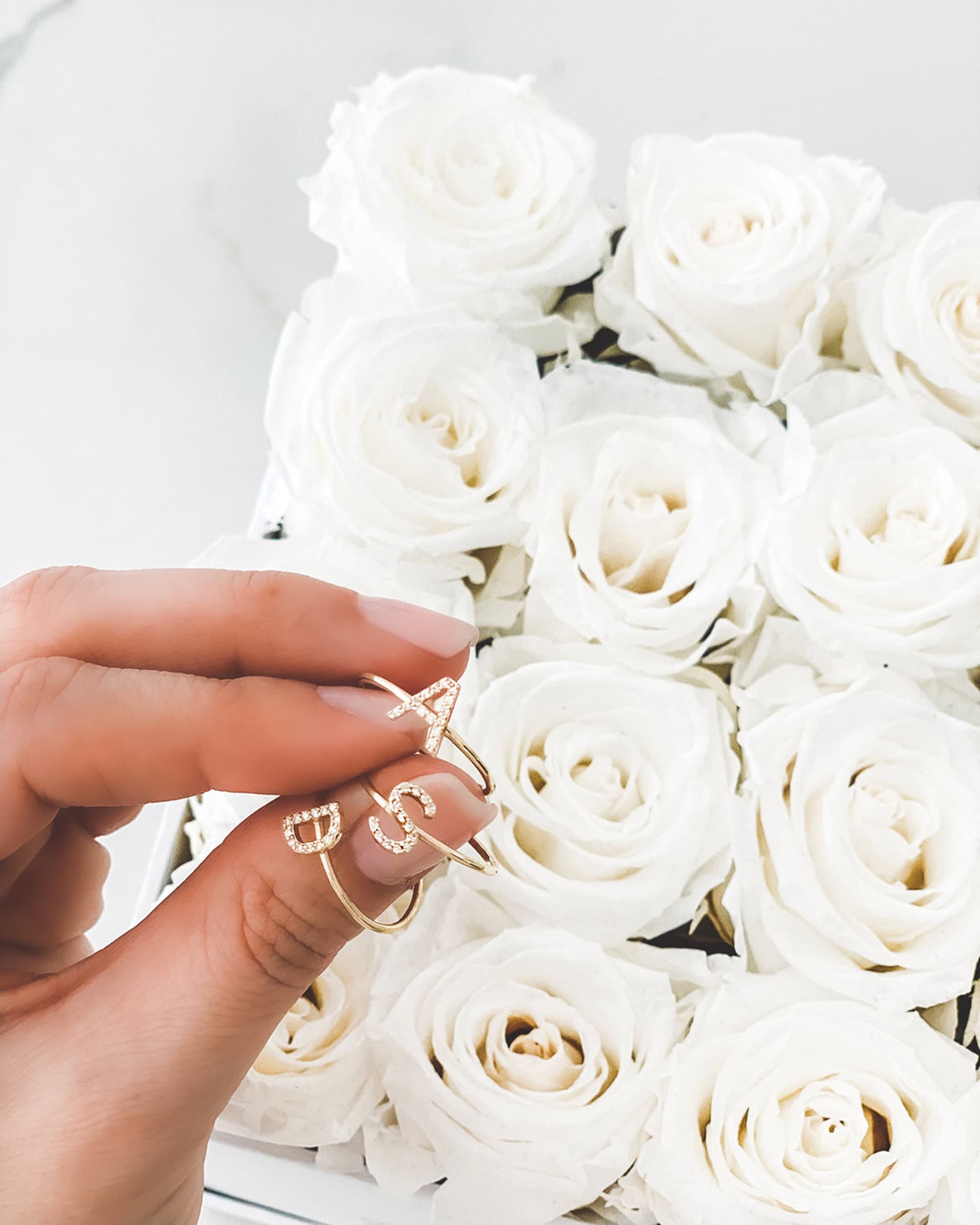 Sarah Chloe Amelia 14k Gold Diamond Stackable Initial Ring | Neiman Marcus