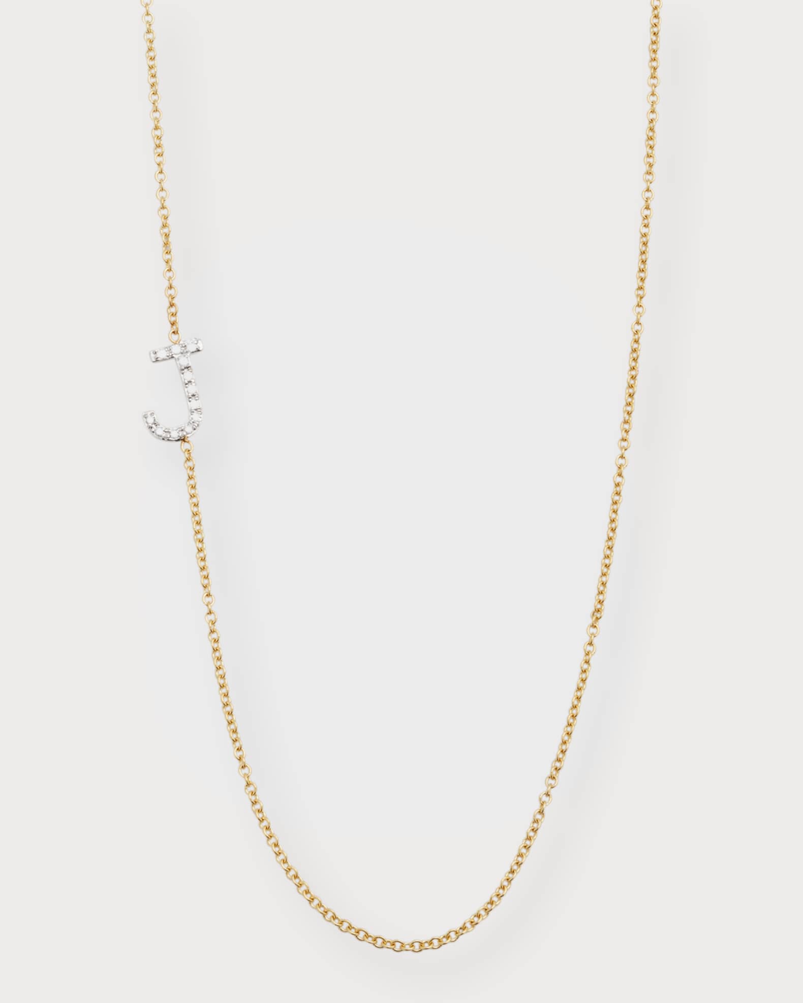 Zoe Lev Jewelry Diamond Asymmetrical Initial Necklace, J | Neiman Marcus