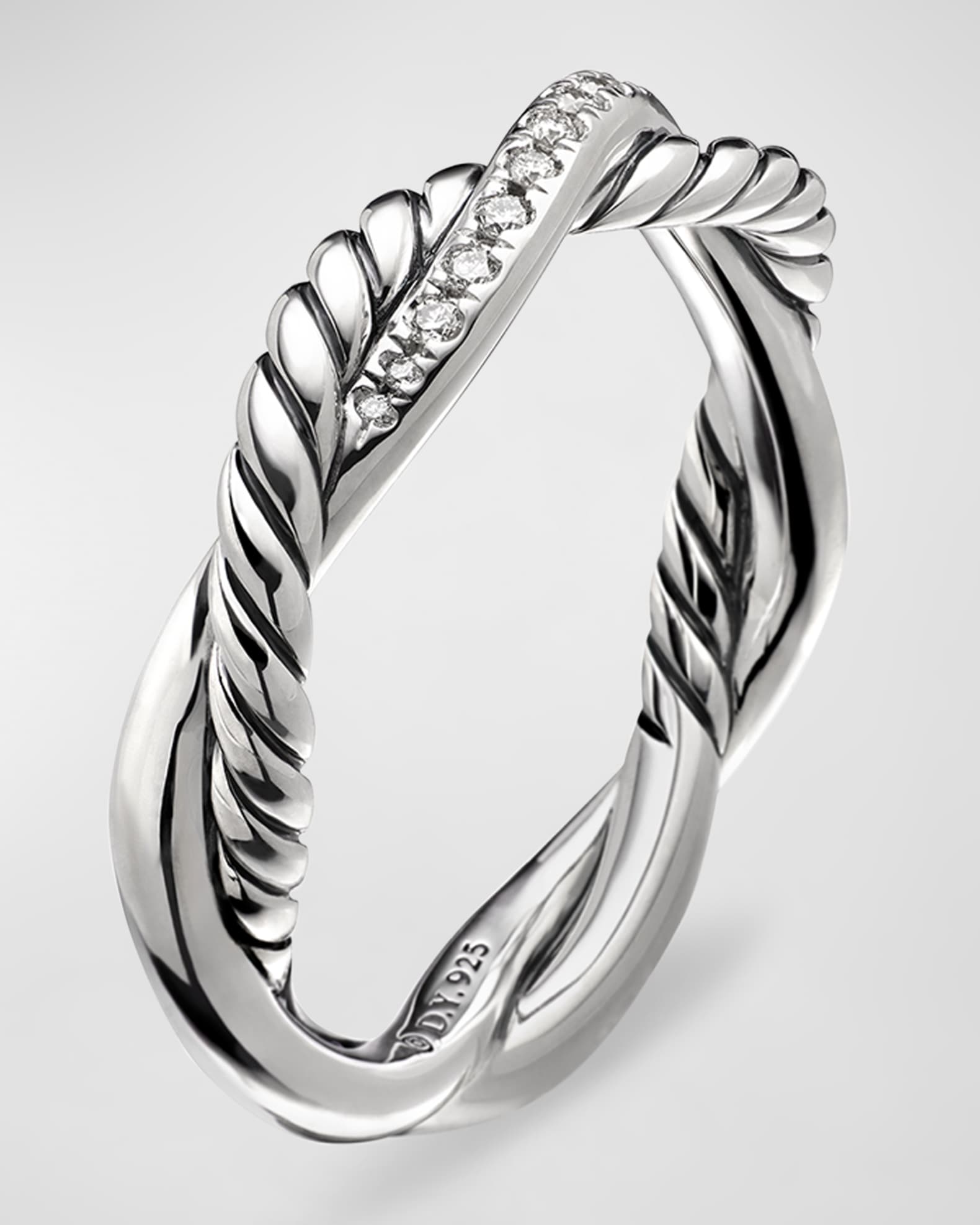 David Yurman Petite Infinity Twisted Ring with Pave Diamonds | Neiman ...