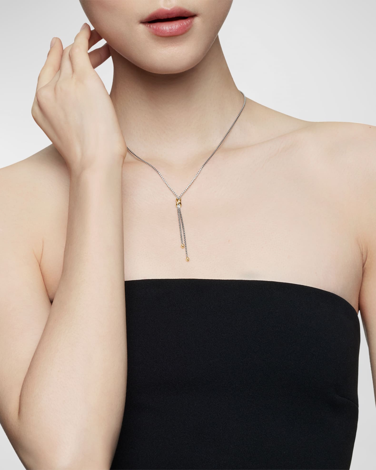 David Yurman Petite X Lariat Y Necklace with 18K Yellow Gold | Neiman ...