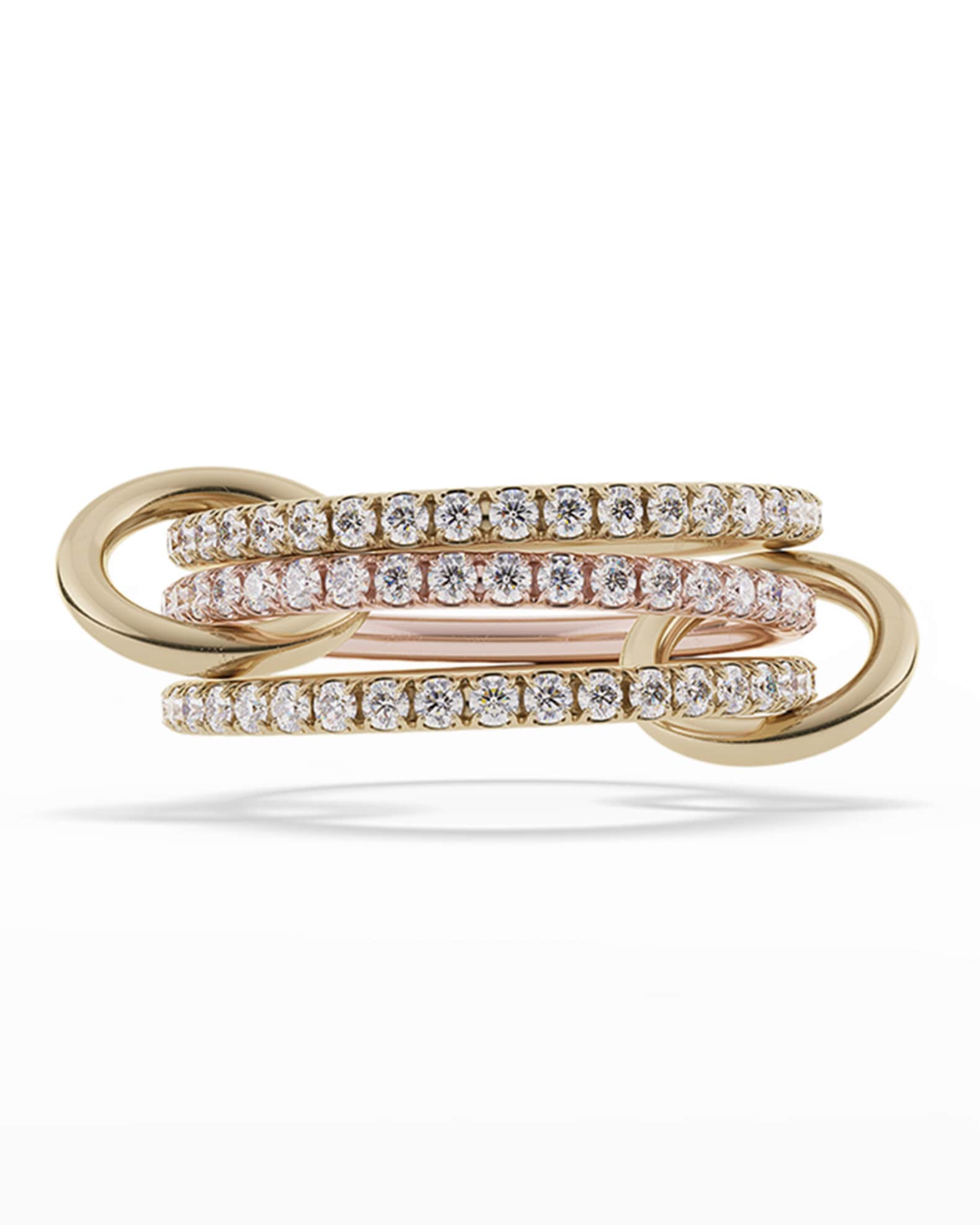 Spinelli Kilcollin Aurora Yellow Gold Diamond 3-Link Ring with Diamonds ...