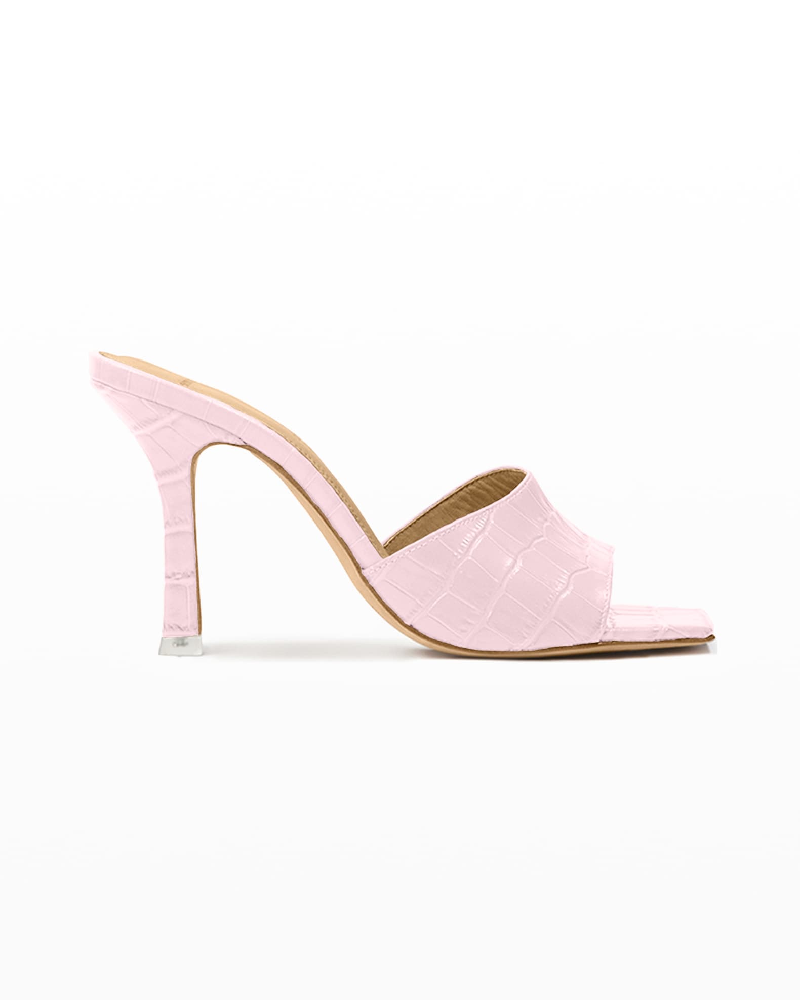 Black Suede Studio Valentina Mock-Croc Heel Slide Sandals | Neiman Marcus