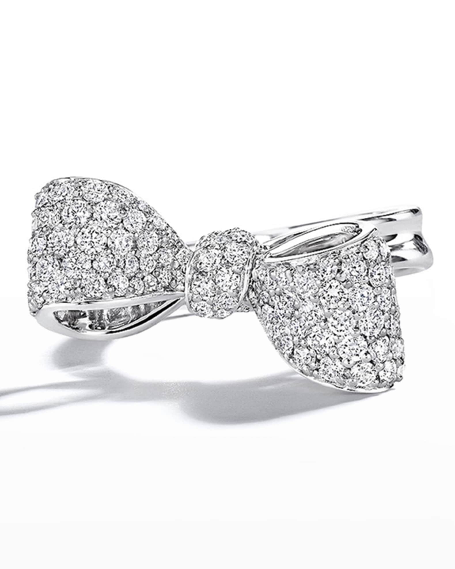 Mimi So Bow 18k White Gold White Diamond Bow Ring, Size 6 | Neiman Marcus