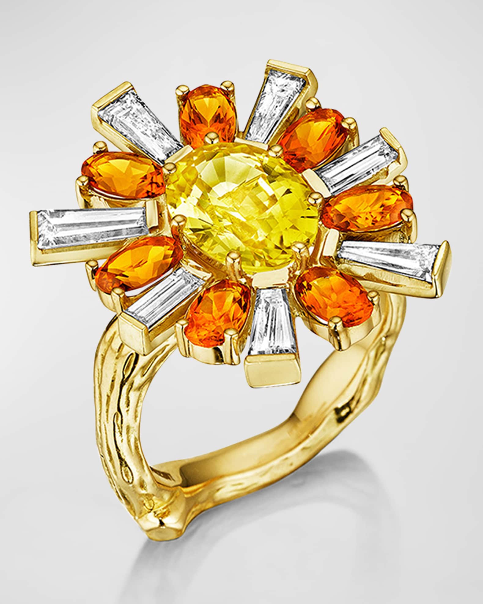 Mimi So Wonderland 18k Sapphire, Citrine and Diamond Flower Ring, Size ...