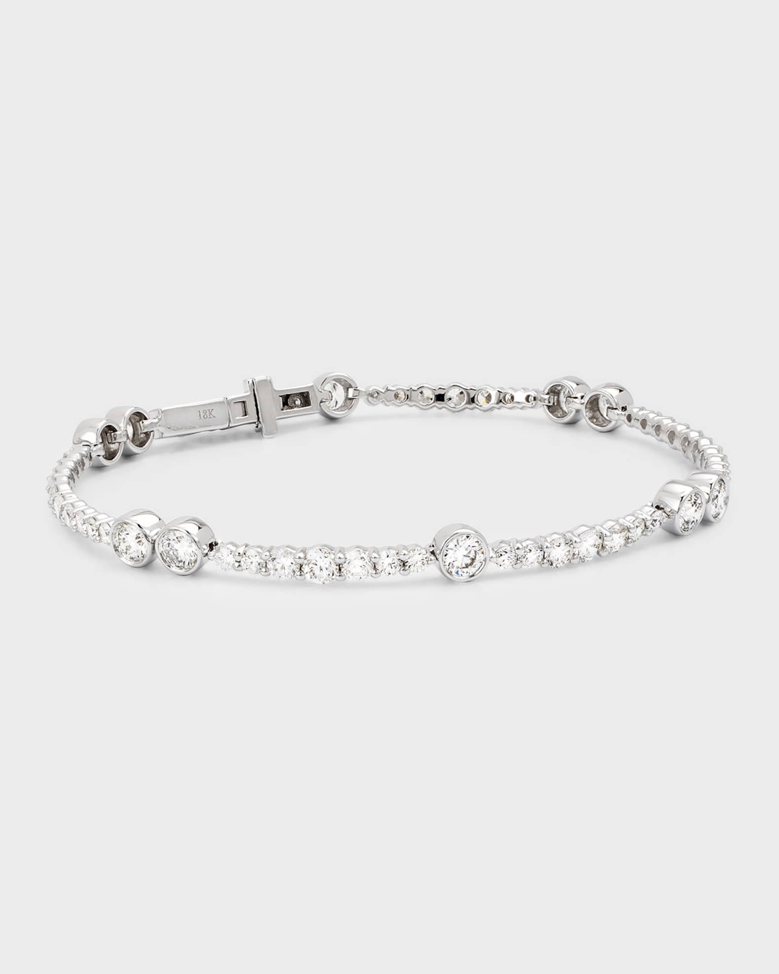 Neiman Marcus Diamonds 18K White Gold Diamond Tennis Bracelet, 4.80tcw ...