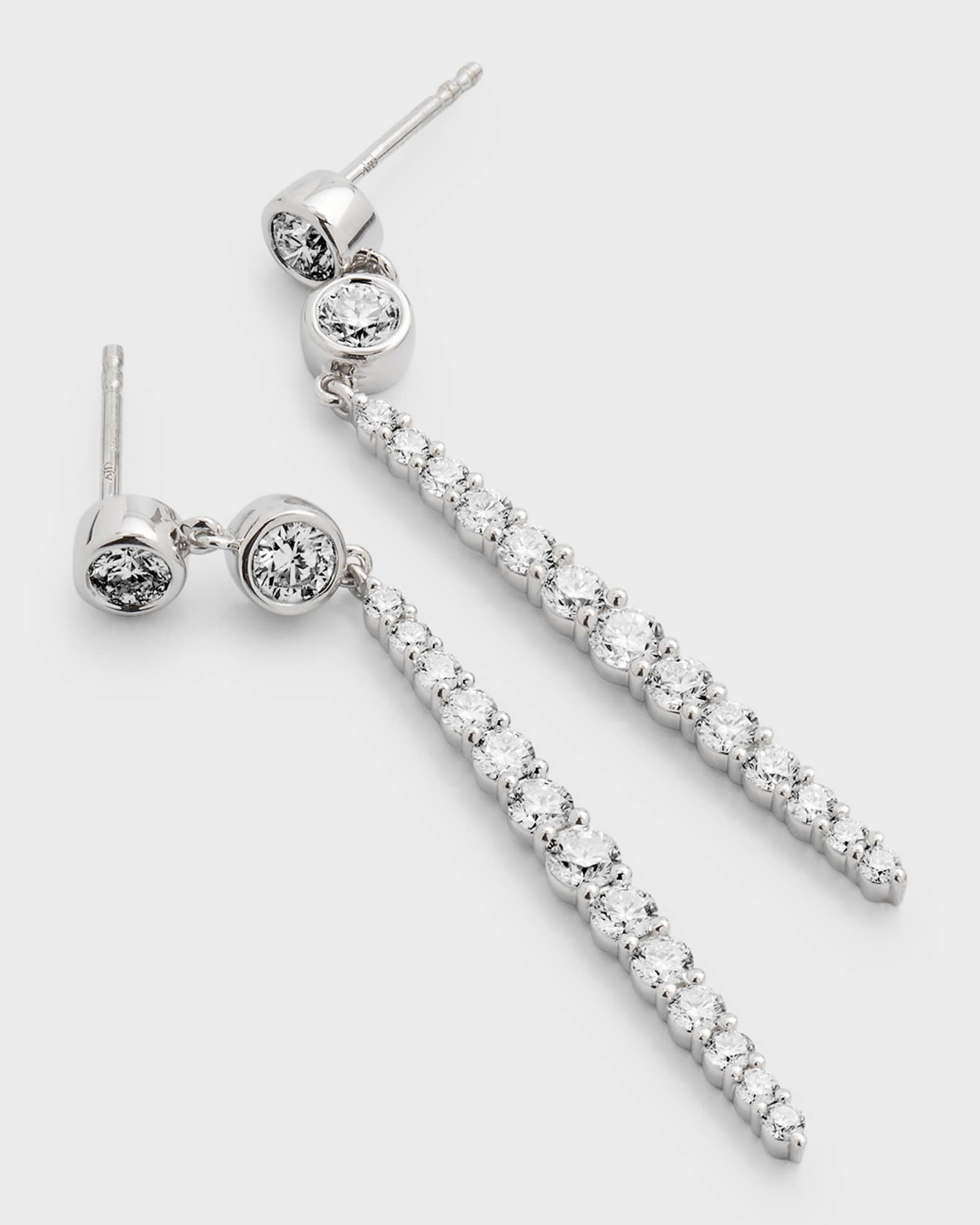 Neiman Marcus Diamonds 18K White Gold Diamond Drop Earrings, 2.06tcw, 1 ...