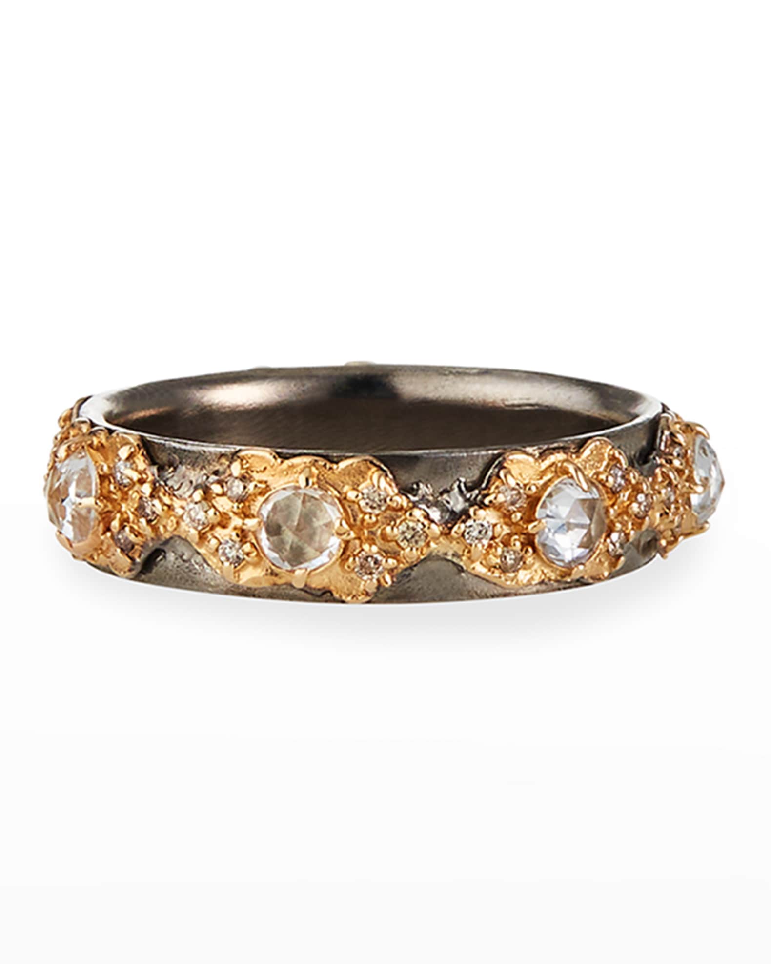 Armenta Rose World Gold/Sterling Silver Scroll Stack Ring | Neiman Marcus