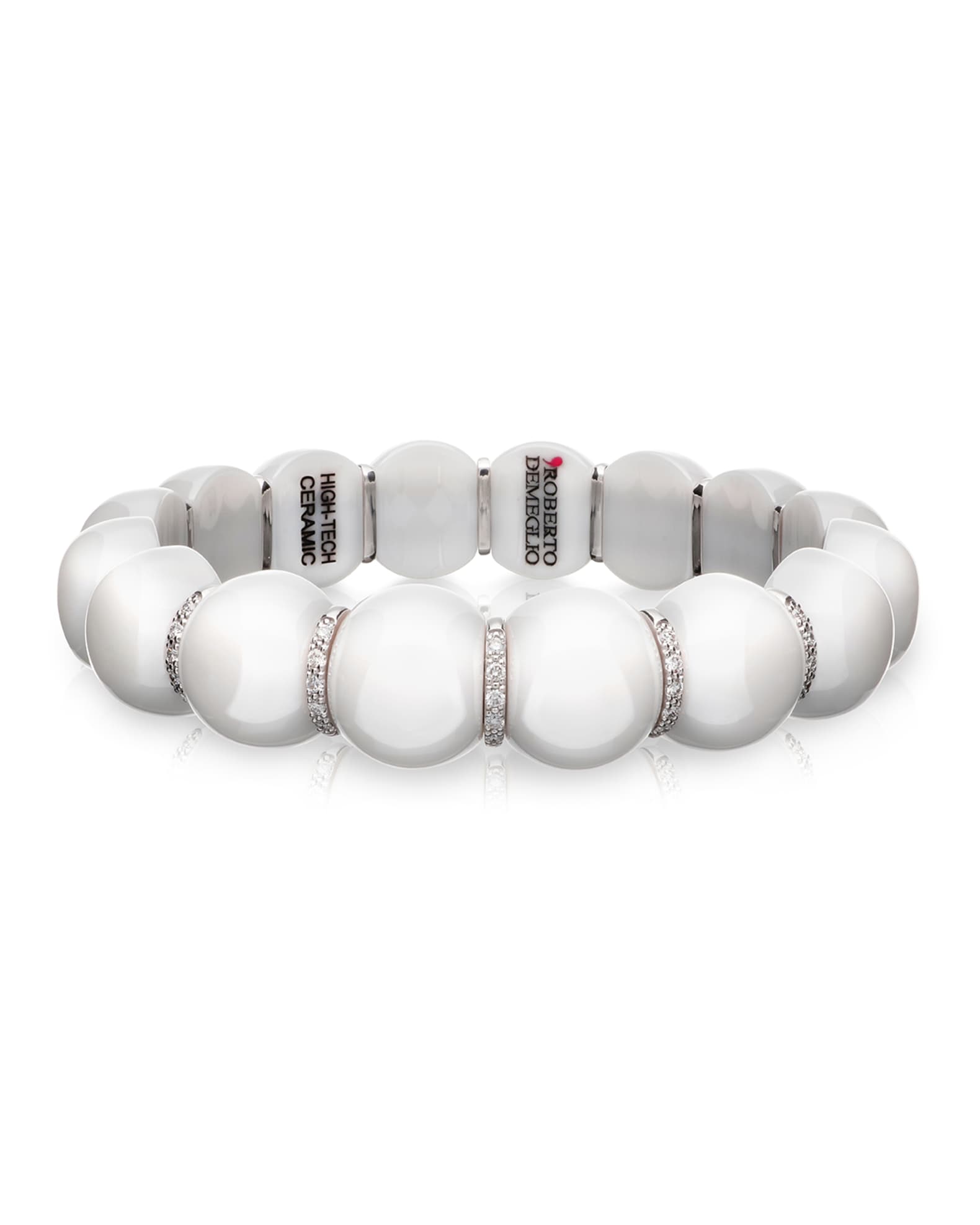 Roberto Demeglio Dama Ceramic Beaded Stretch Bracelet with White ...