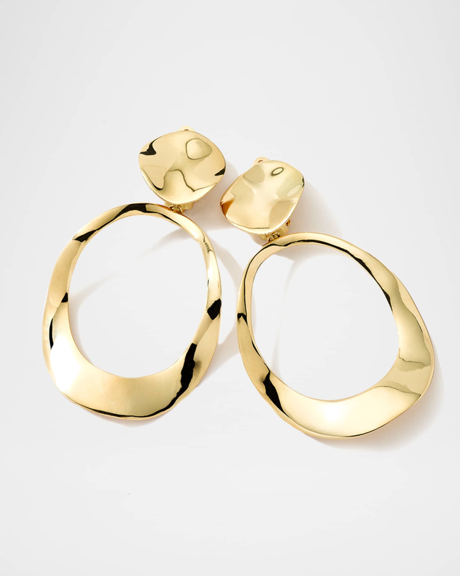 Ippolita 18K Classico Medium Wavy Open Oval Clip Earrings | Neiman Marcus