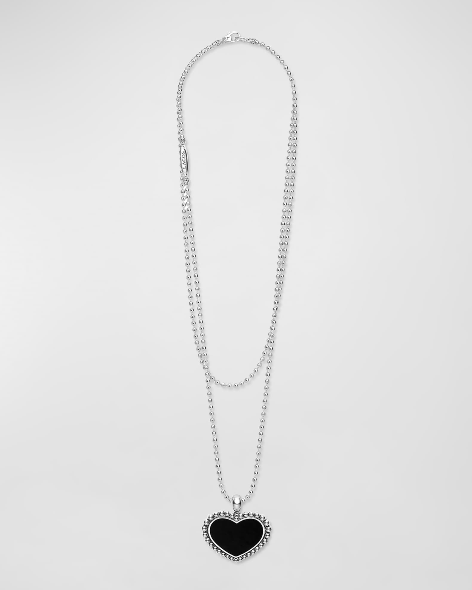 LAGOS Maya 28mm Lapis Inlay Heart Pendant Necklace | Neiman Marcus