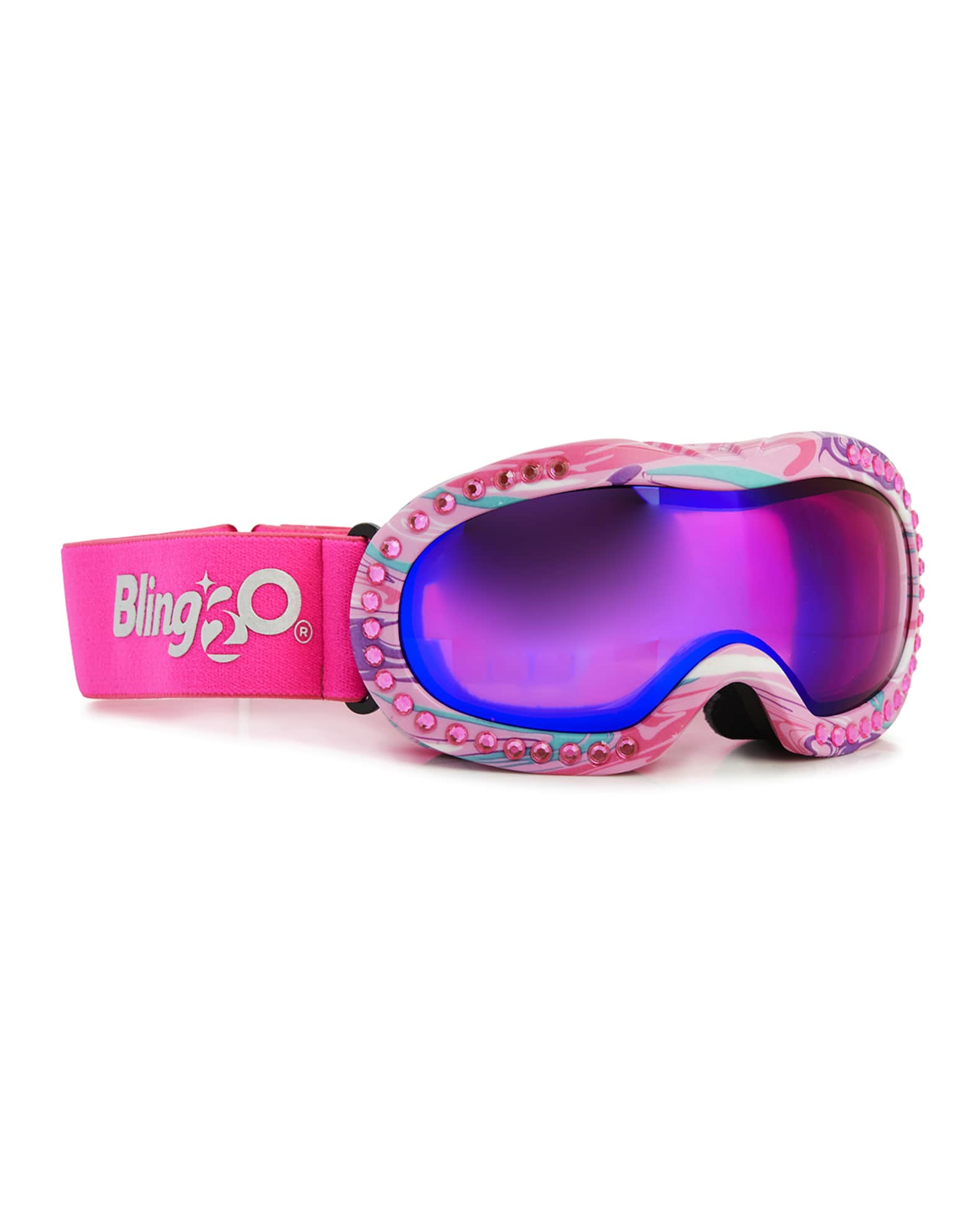 Bling2o Kid's Rhinestone Swirl Logo Snow Goggles | Neiman Marcus