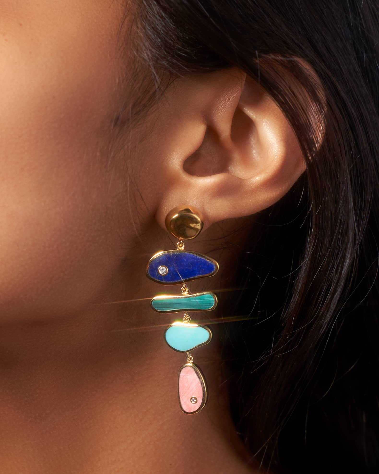 Pamela Love Palma Pearl Multi-Drop Earrings, Blue | Neiman Marcus