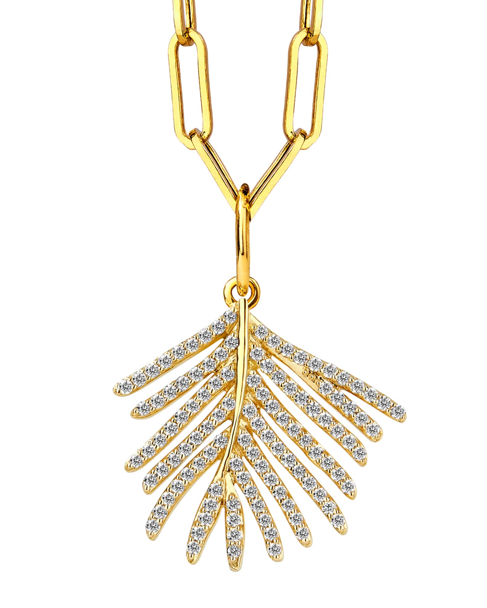 Syna 18k Diamond Palm Leaf Pendant Necklace | Neiman Marcus